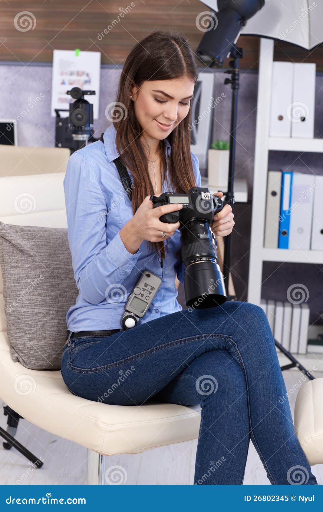 Happy Photographer Girl with Camera Stock Image - Image of 2025 ...