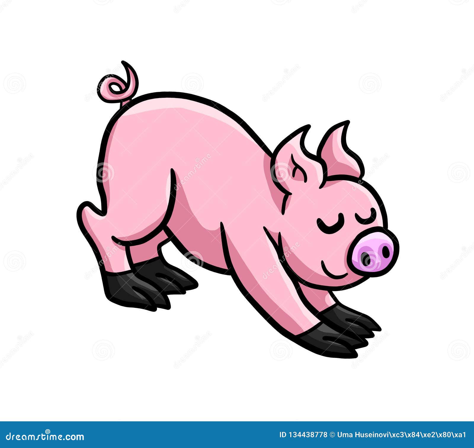 Happy Pig is Stretching stock illustration. Illustration of animal ...