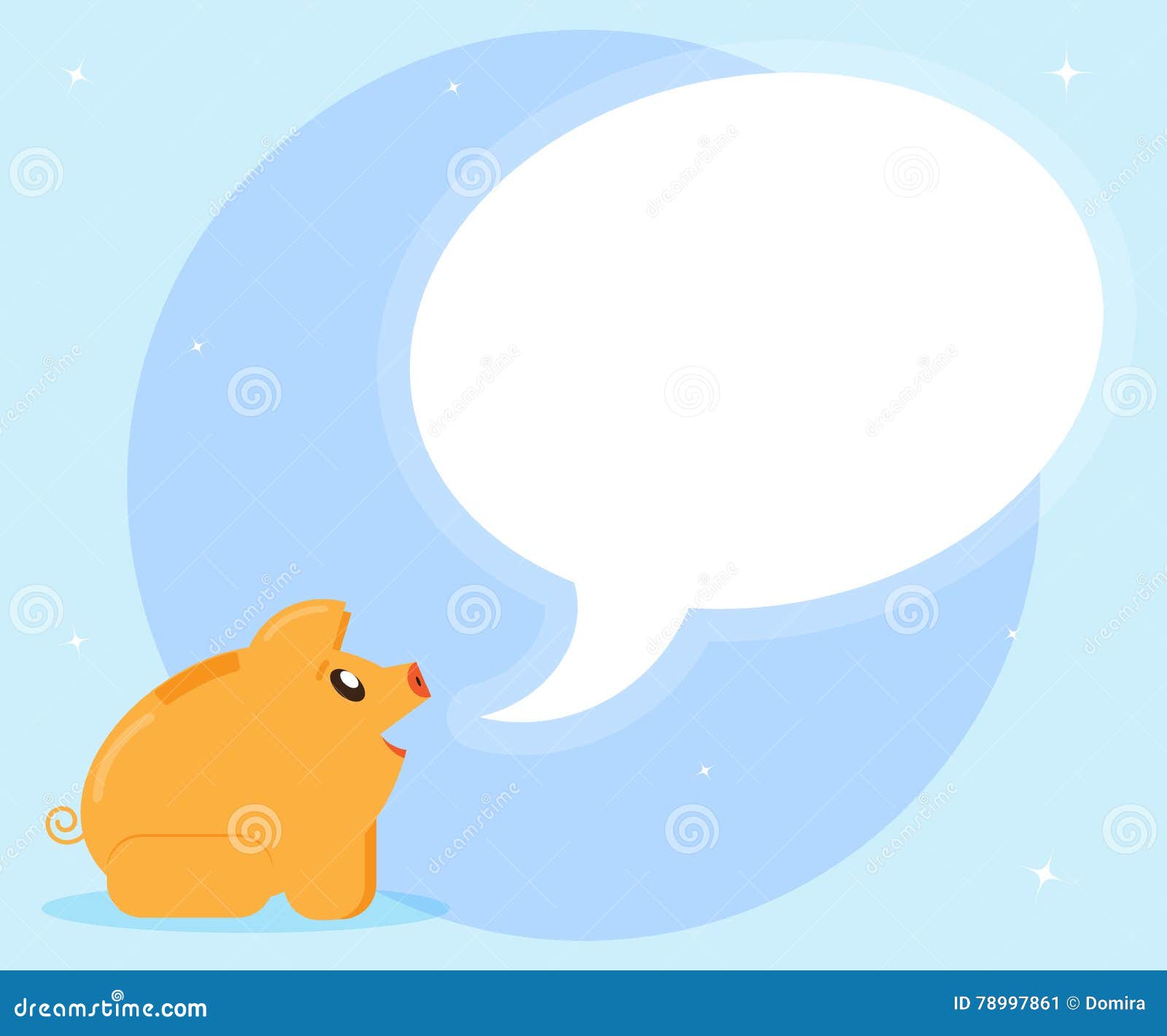 Happy Pig Piggy Bank and a White Cloud, Empty Speech Bubble for Text ...