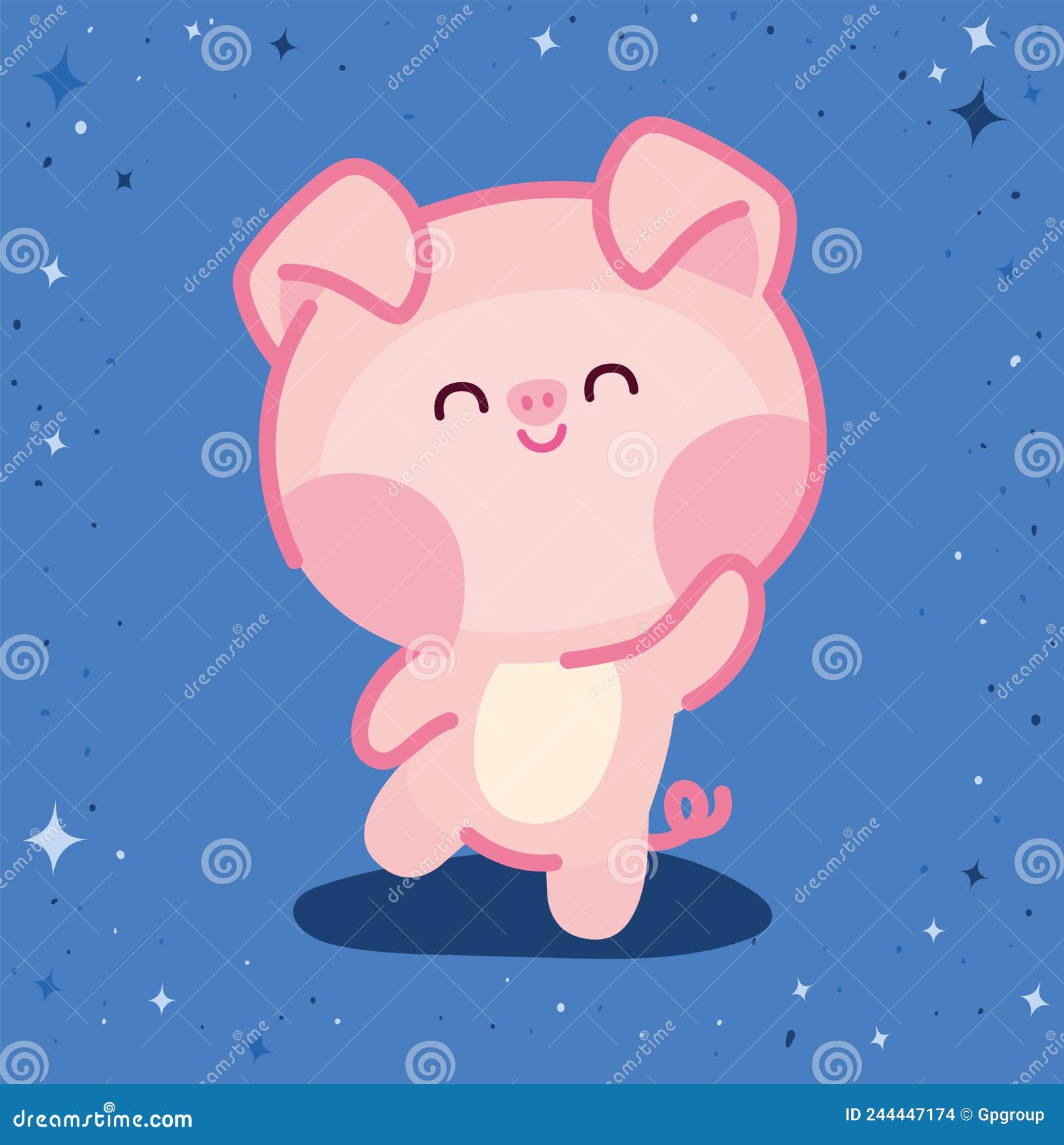 Happy pig poster stock vector. Illustration of beast - 244447174