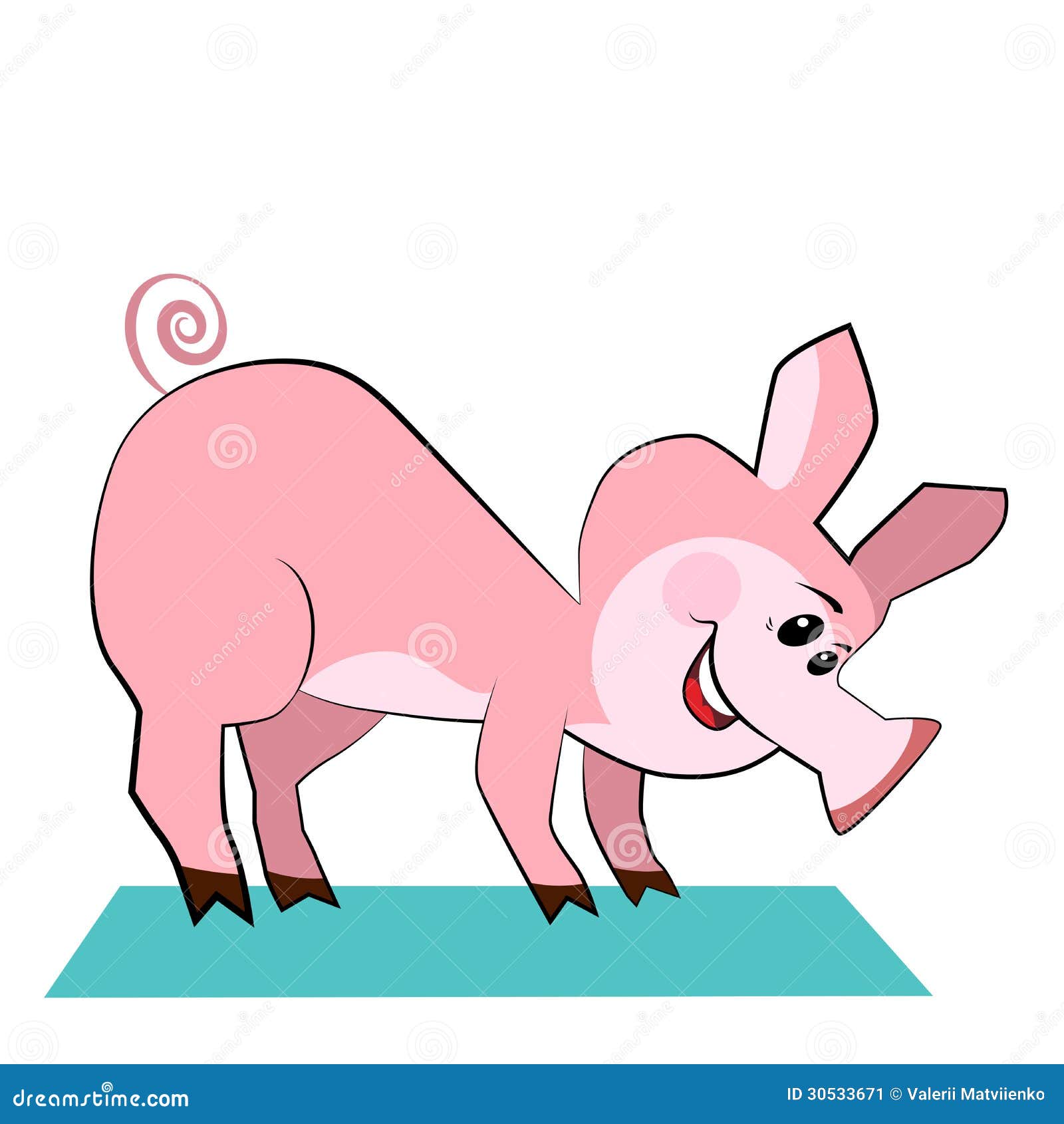 Happy Pig Practicing Yoga Pose. Stock Vector - Illustration of healthy ...