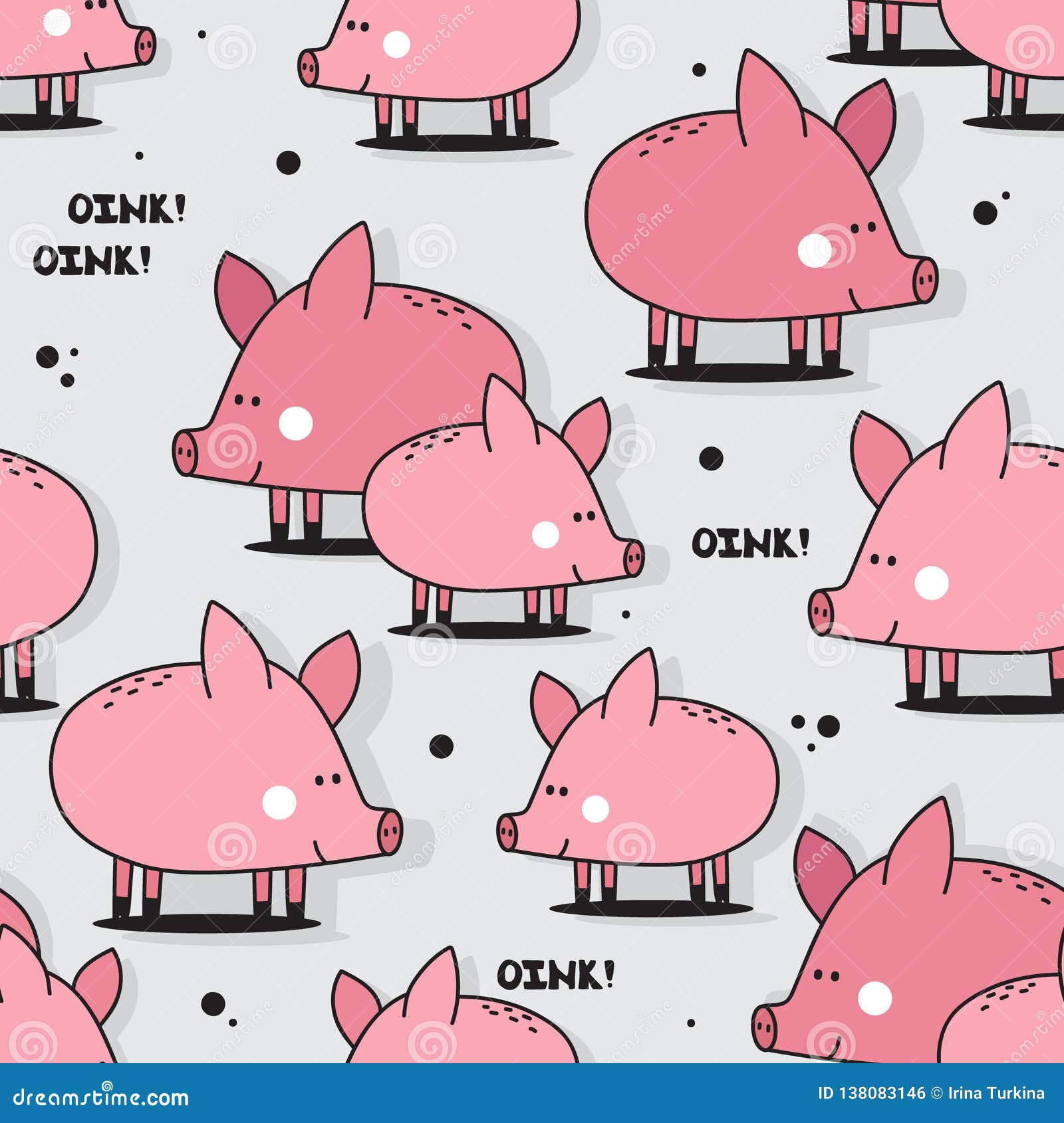 Happy Pigs, Colorful Seamless Pattern Stock Vector - Illustration of ...