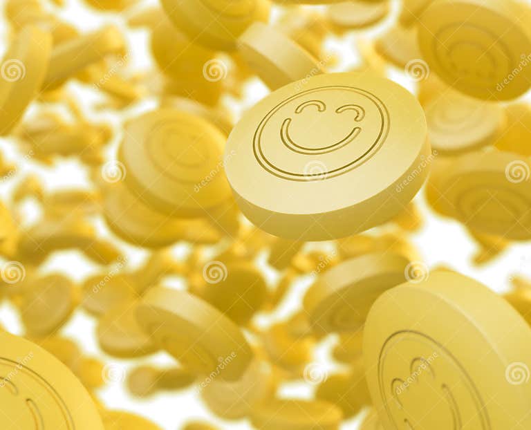 Happy Pills Falling stock illustration. Illustration of smile - 303265115