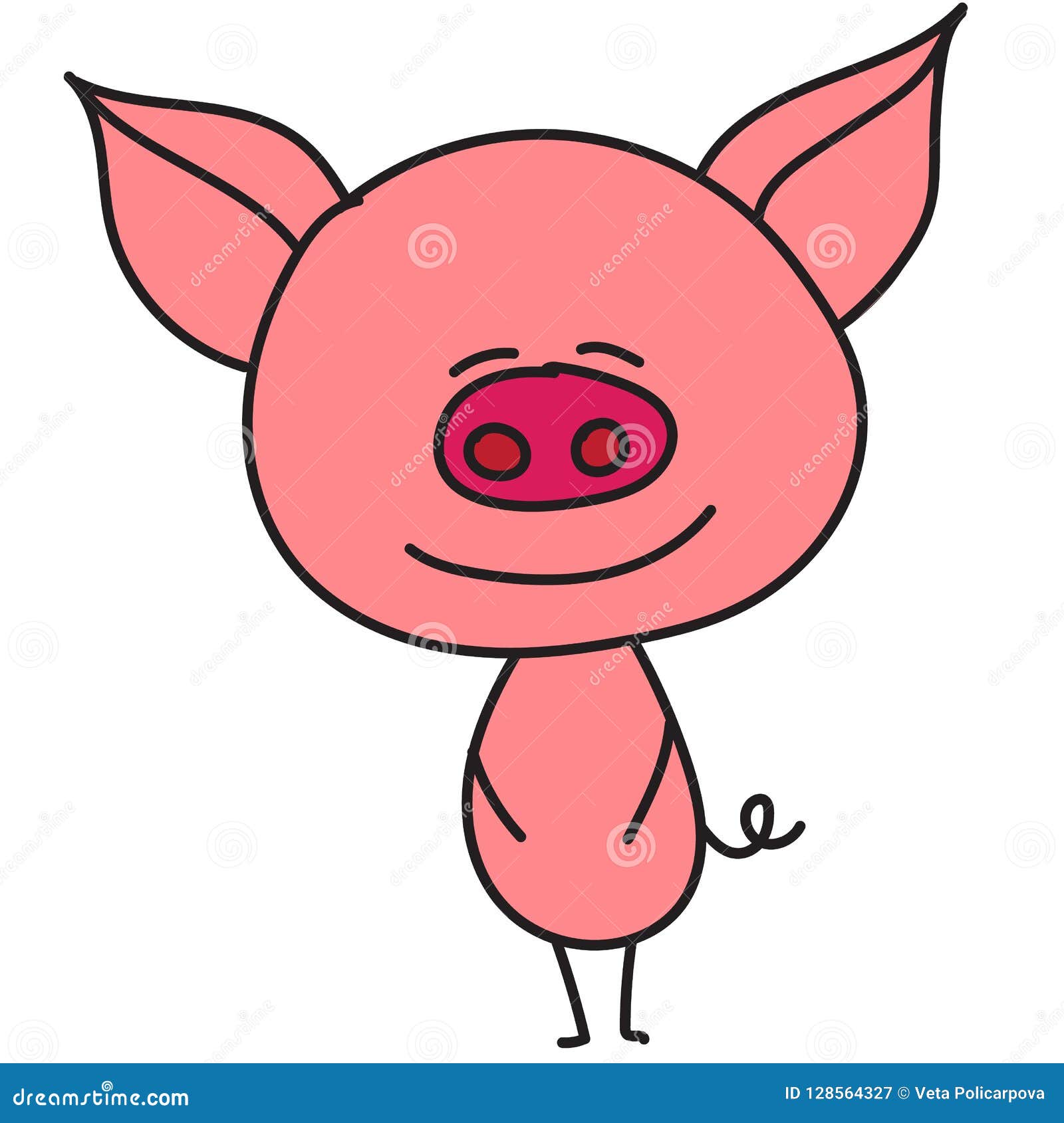 Happy Pink Pig. Symbol of the Year 2019 Stock Illustration ...