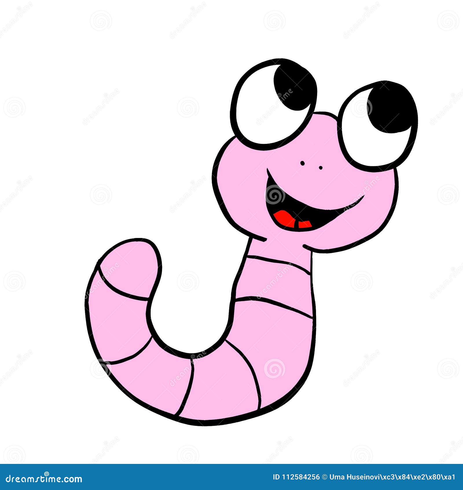 Happy Worm Coming Out Of A Hole In An Apple Cartoon Vector ...