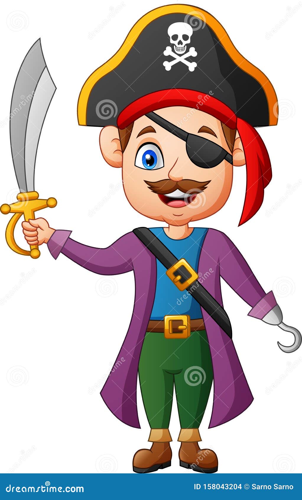 Happy pirate cartoon stock illustration. Illustration of piracy - 158043204