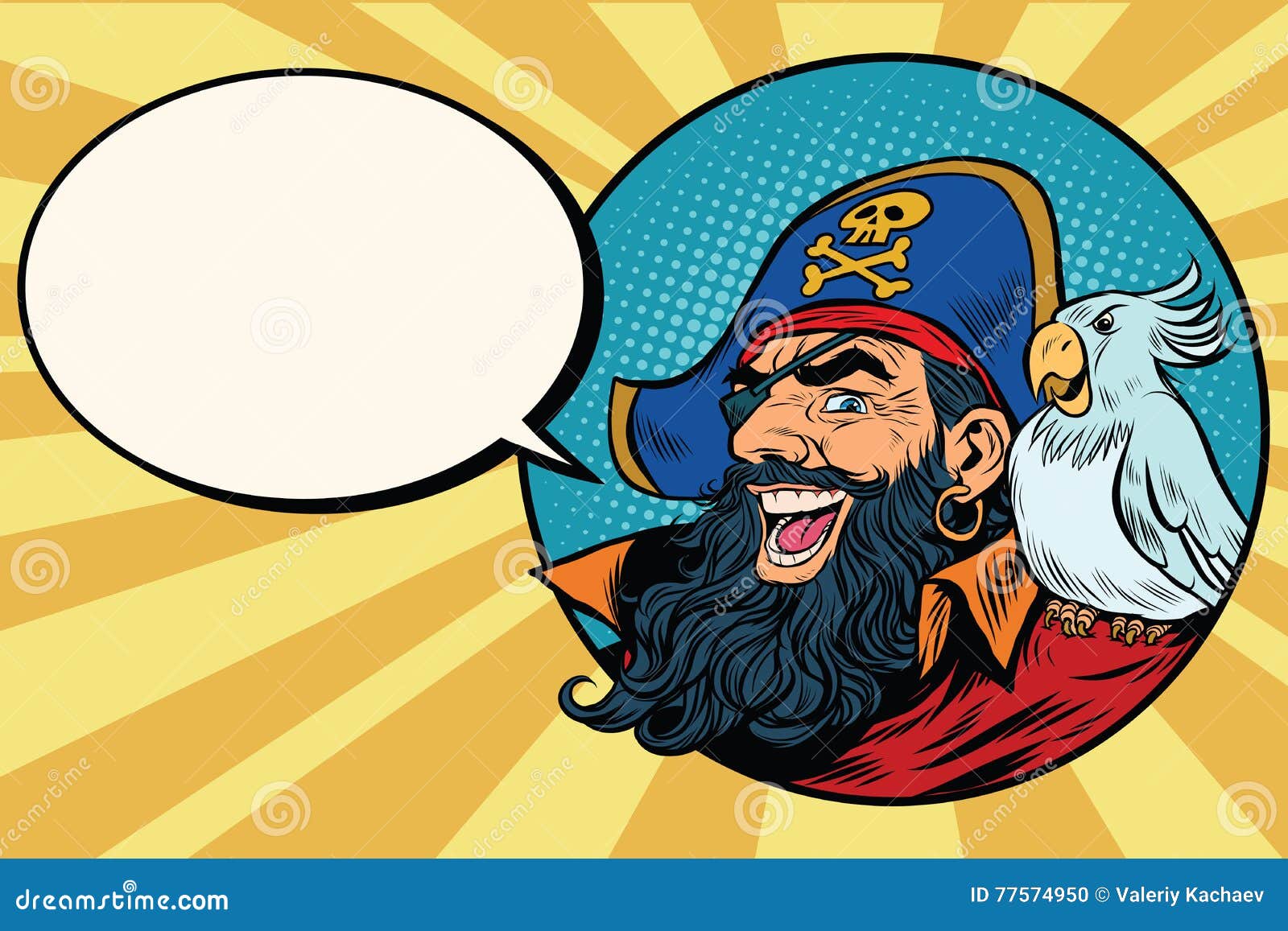 Happy Pirate With A Flag Cartoon Vector | CartoonDealer.com #121352317