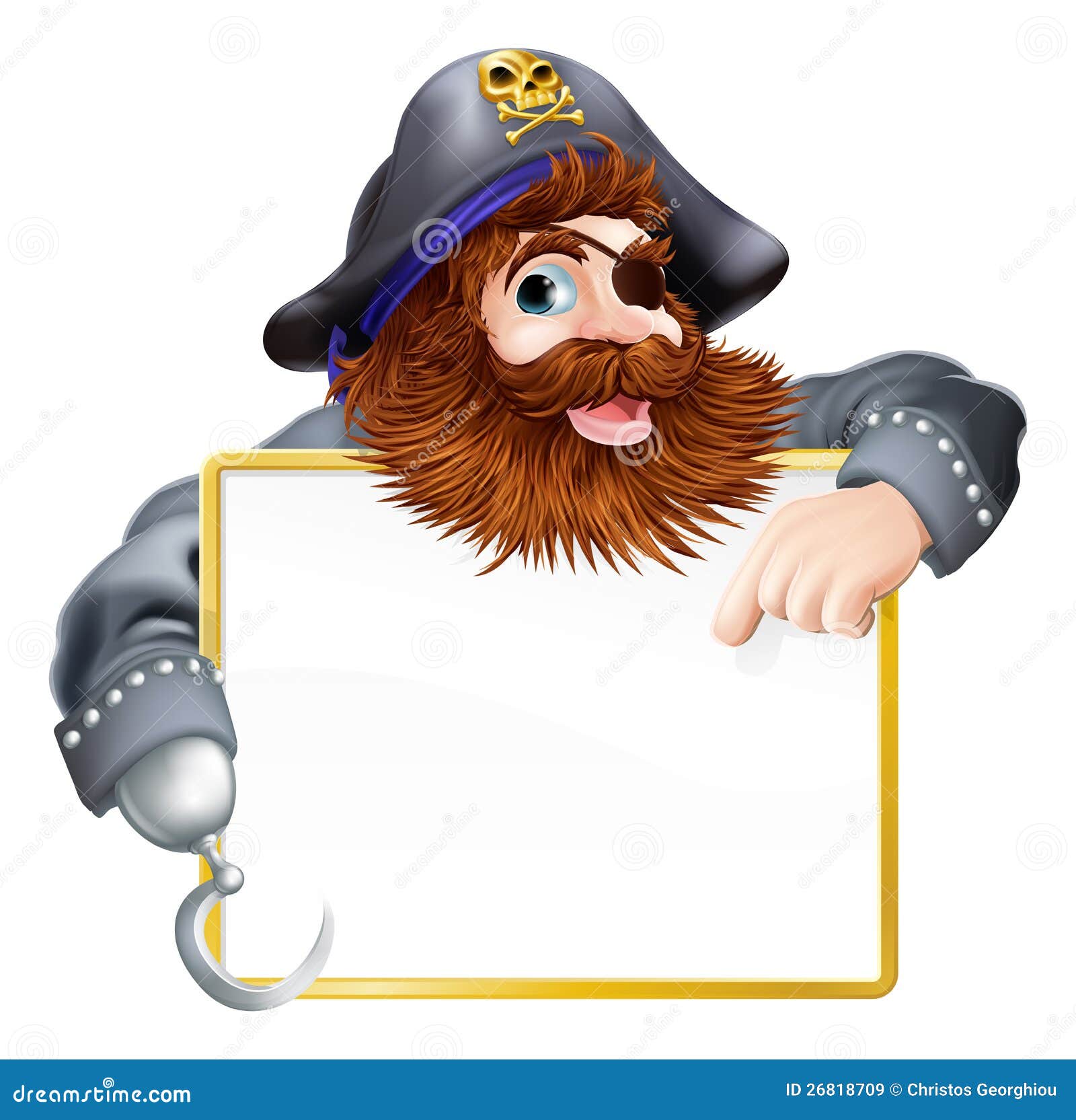 Happy Pirate Pointing at Sign Stock Vector - Illustration of finger ...