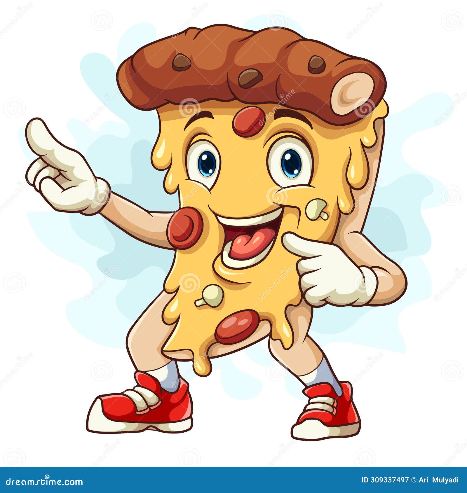 Happy Pizza Cartoon is Showing Stock Illustration - Illustration of ...