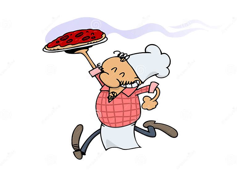 Happy Pizza Chef stock vector. Illustration of host, italian - 12499799