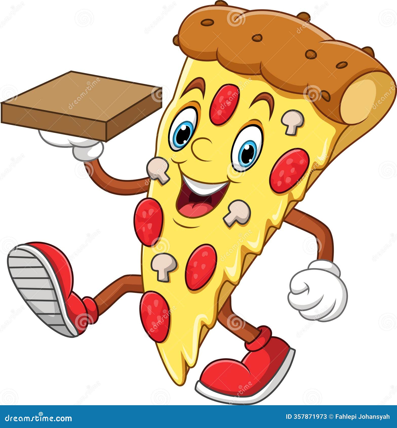 Happy Pizza Holding a Pizza Box Stock Vector - Illustration of comics ...