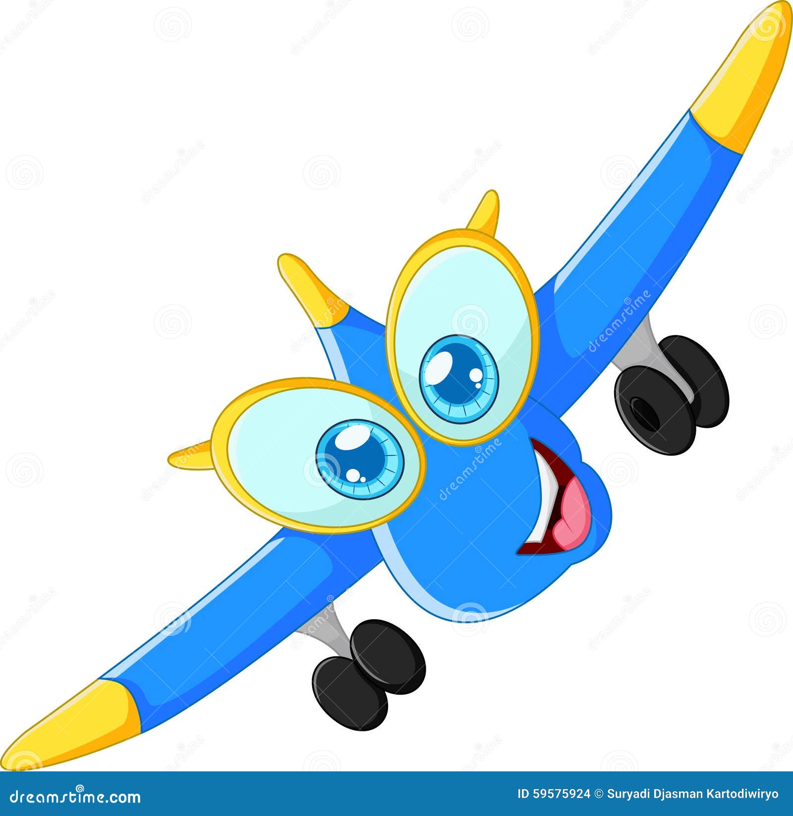 Happy plane cartoon stock vector. Illustration of cartoon - 59575924