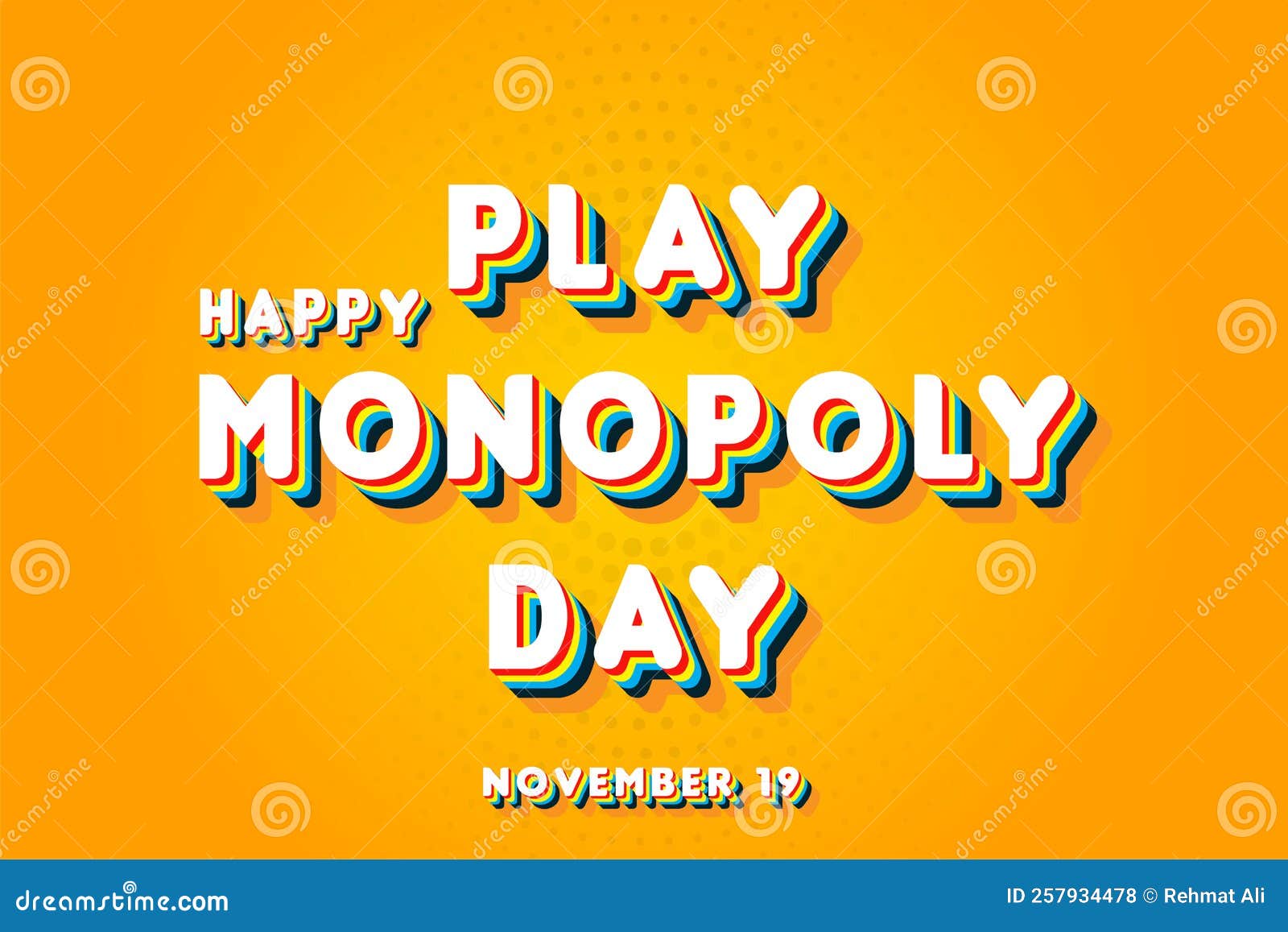 Happy Play Monopoly Day, November 19. Calendar of November Retro Text ...