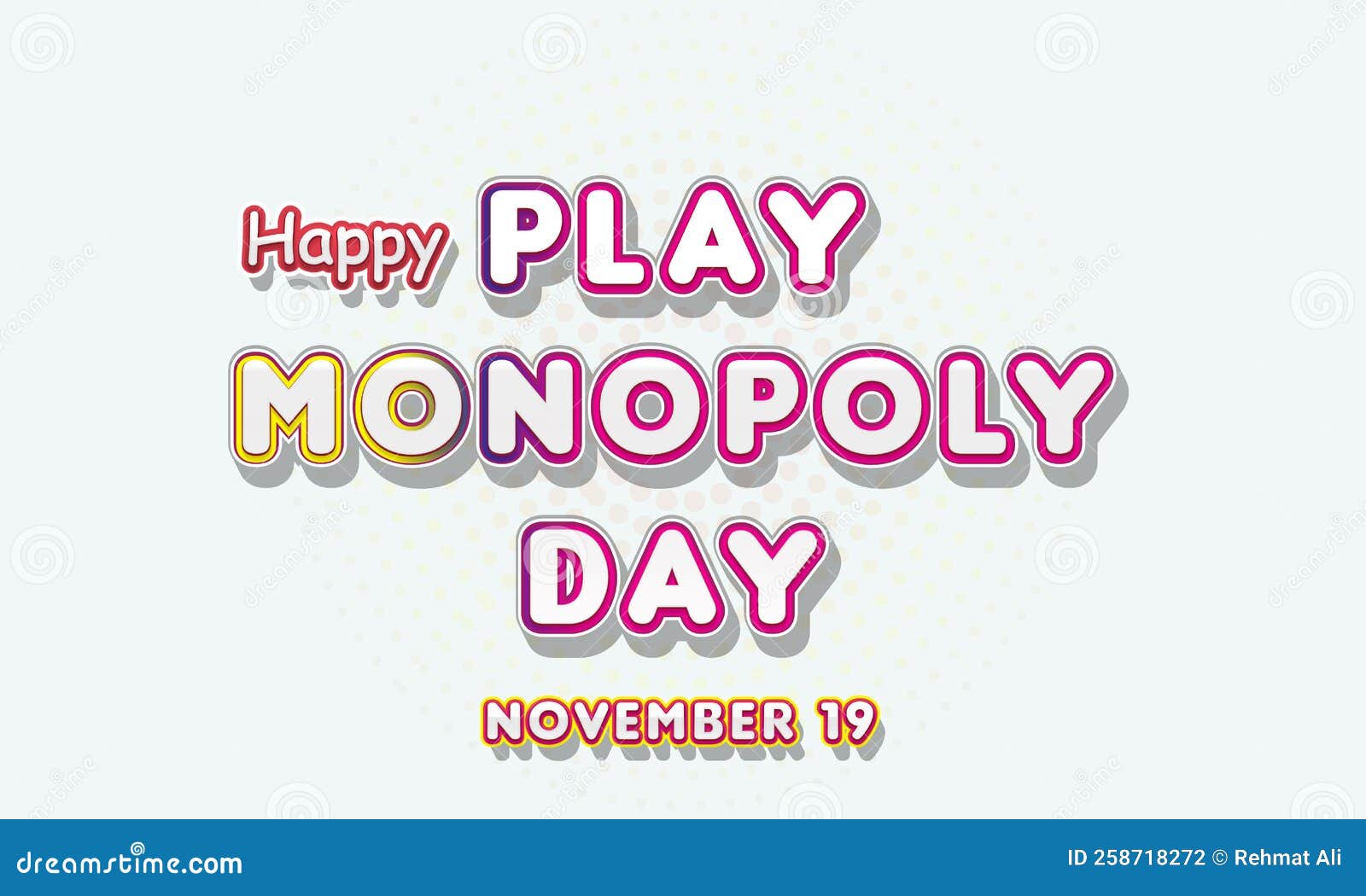 Happy Play Monopoly Day, November 19. Calendar of November Retro Text ...
