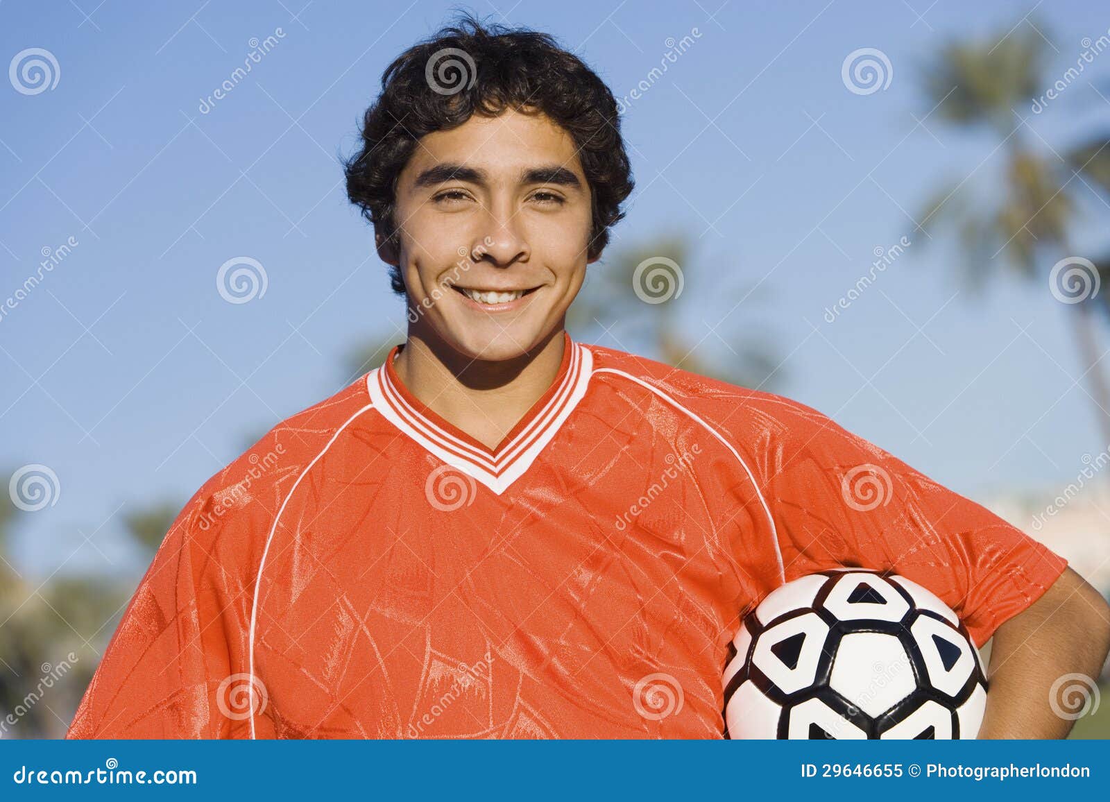Happy Player Holding Football Stock Image - Image of outdoors, practice ...