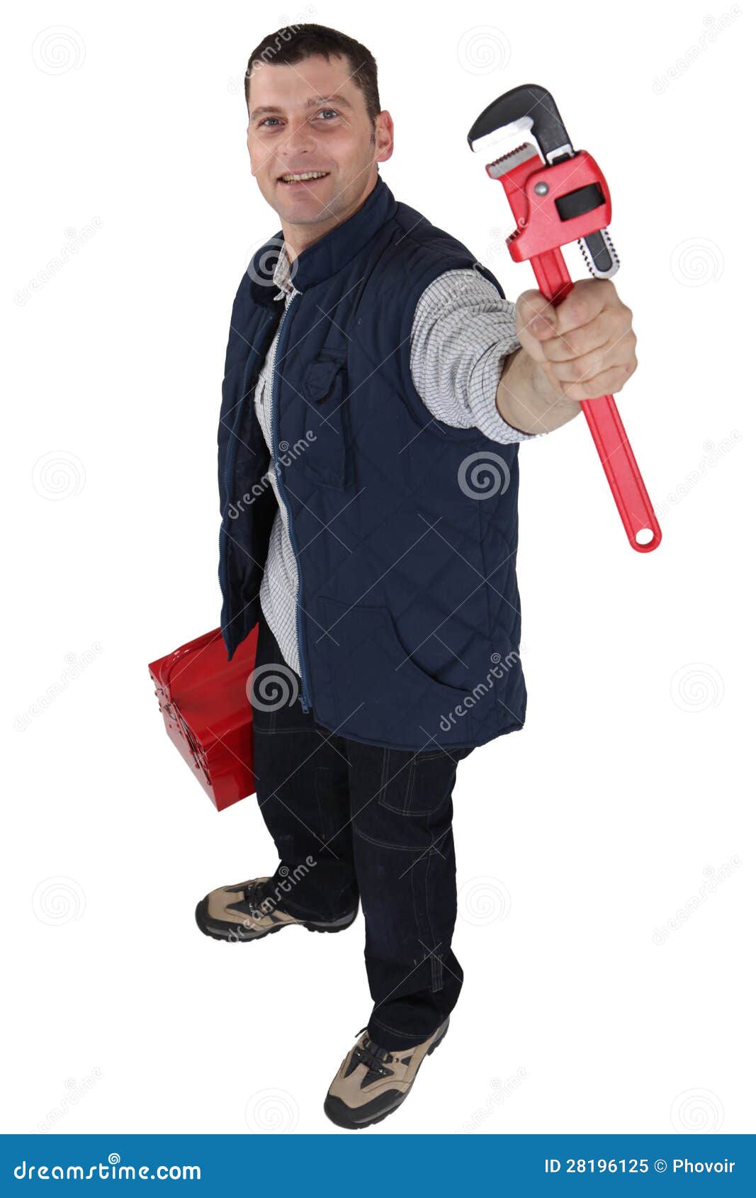 Happy plumber stock image. Image of blue, proud, cheerful - 28196125
