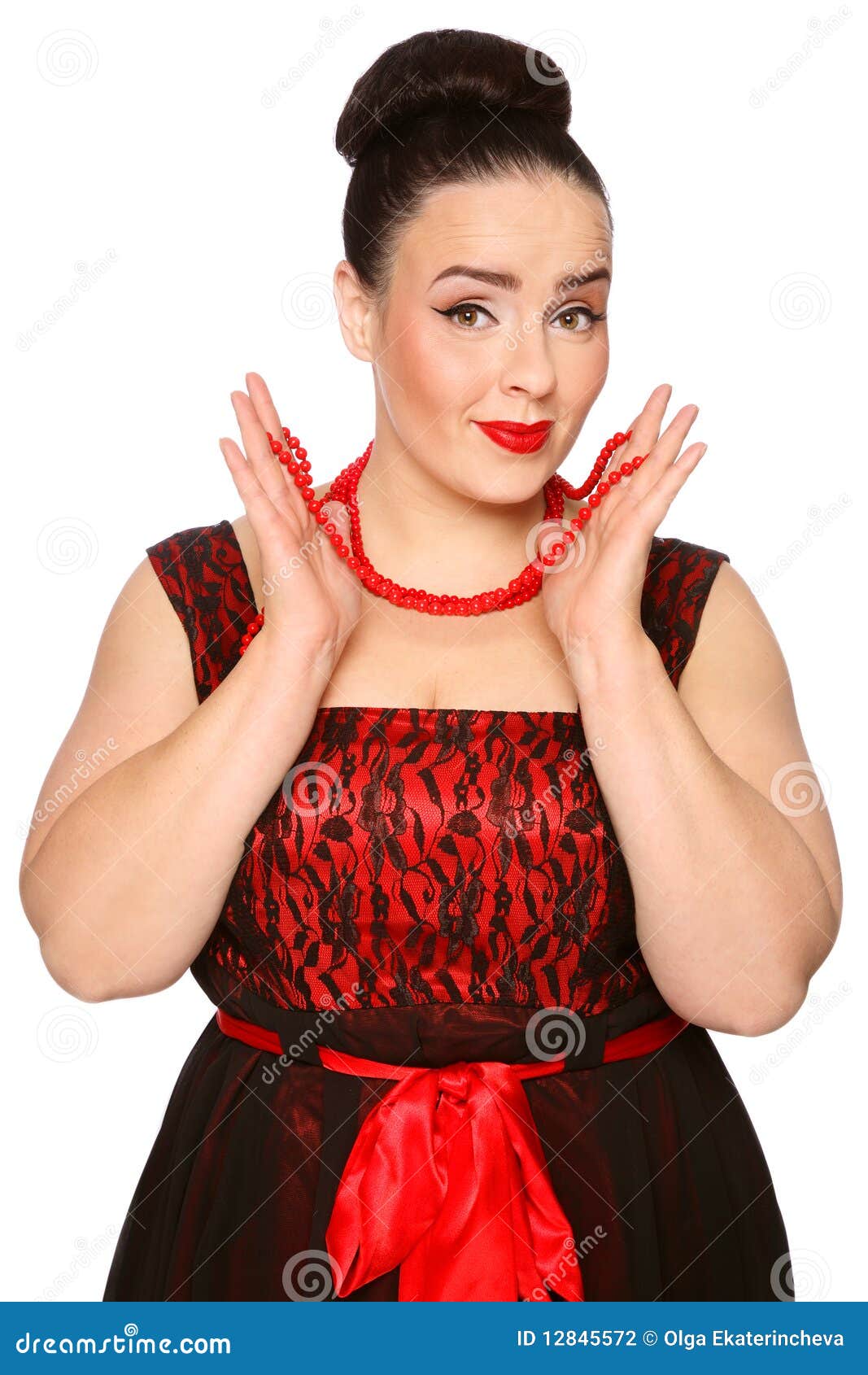 Happy plus-size woman stock photo. Image of lovely, positive - 12845572
