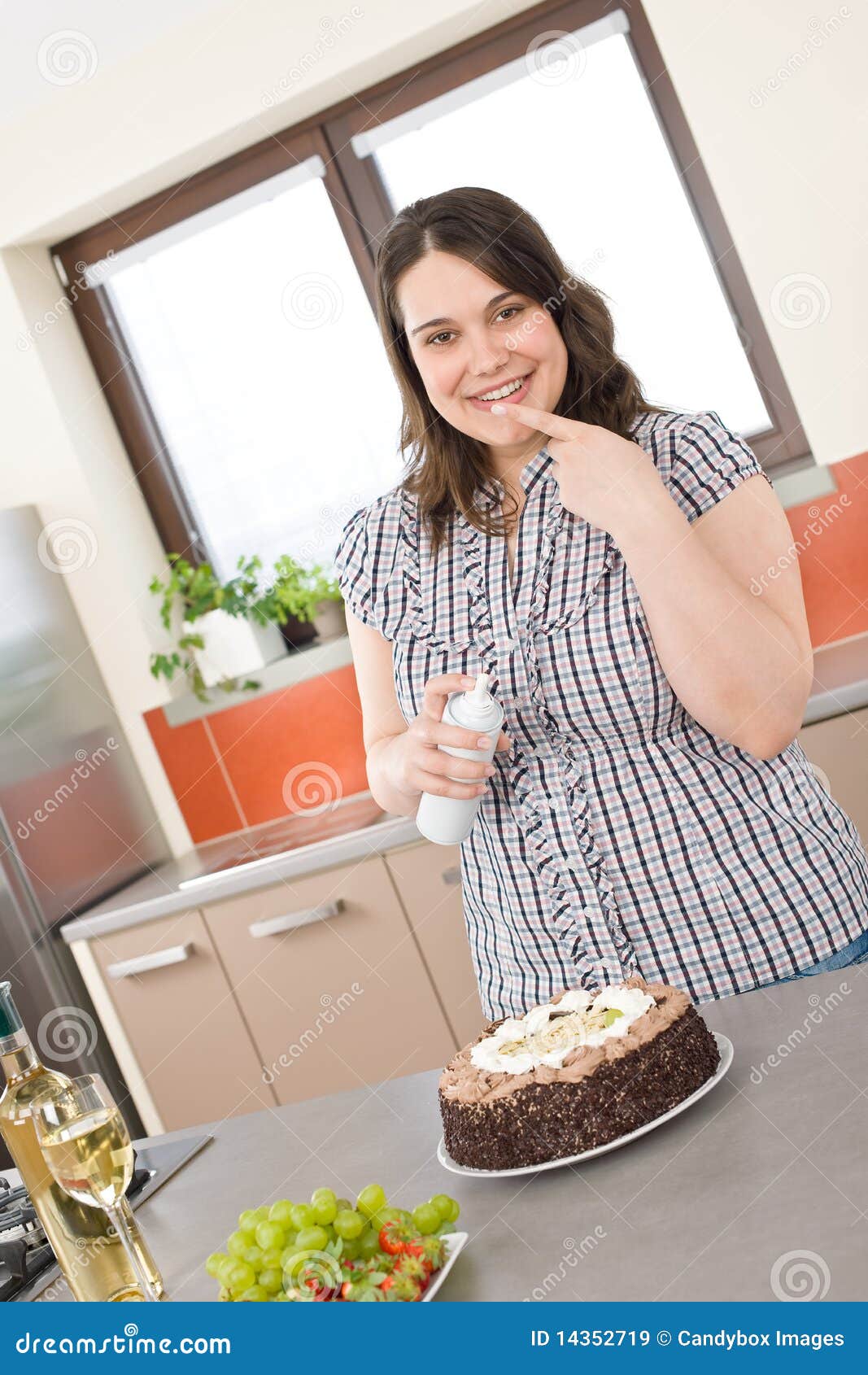 Happy Plus Size Woman with Chocolate Cake Stock Image - Image of modern ...