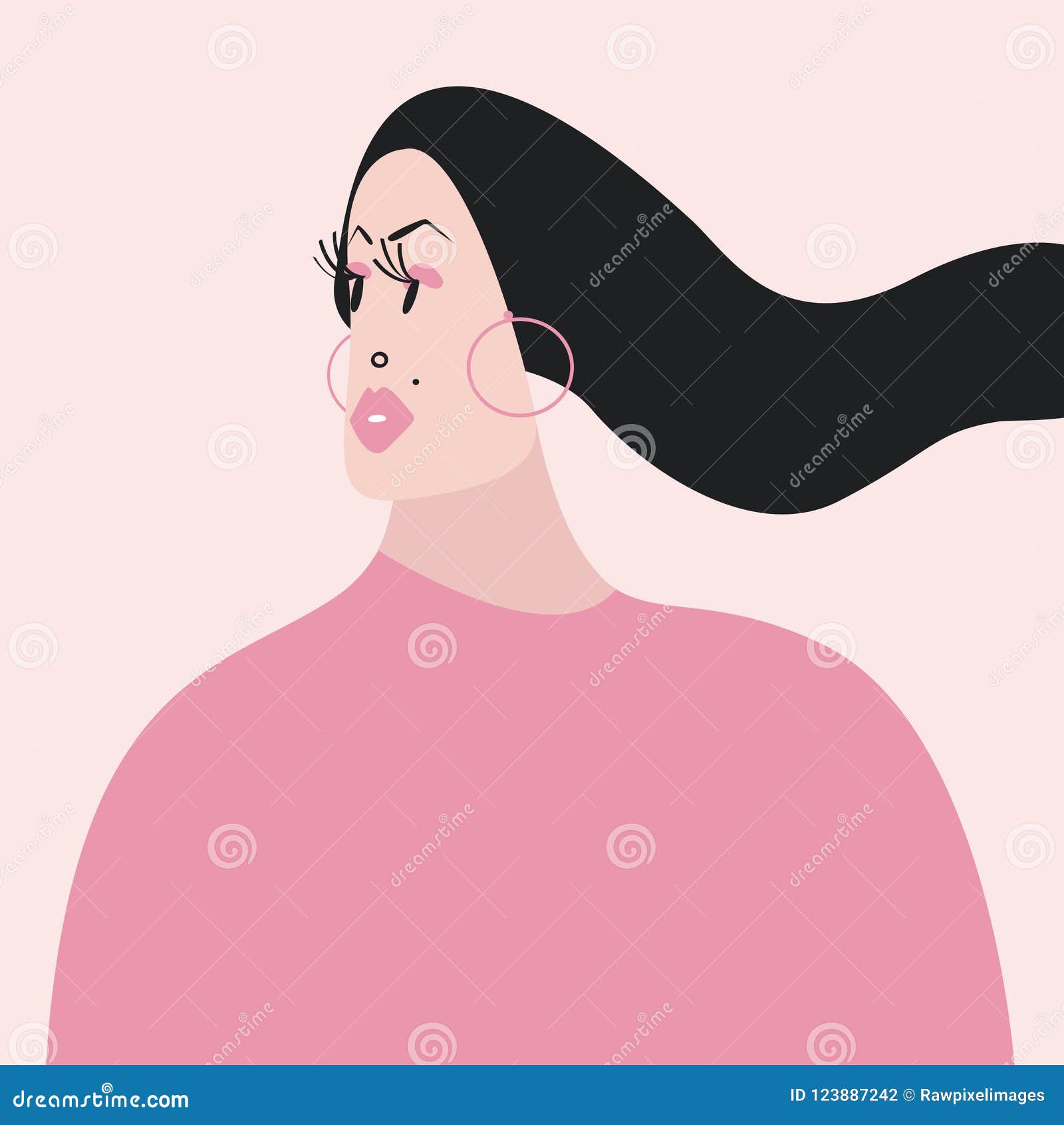 Happy Plus Size Woman Vector Stock Vector - Illustration of pink, lady ...