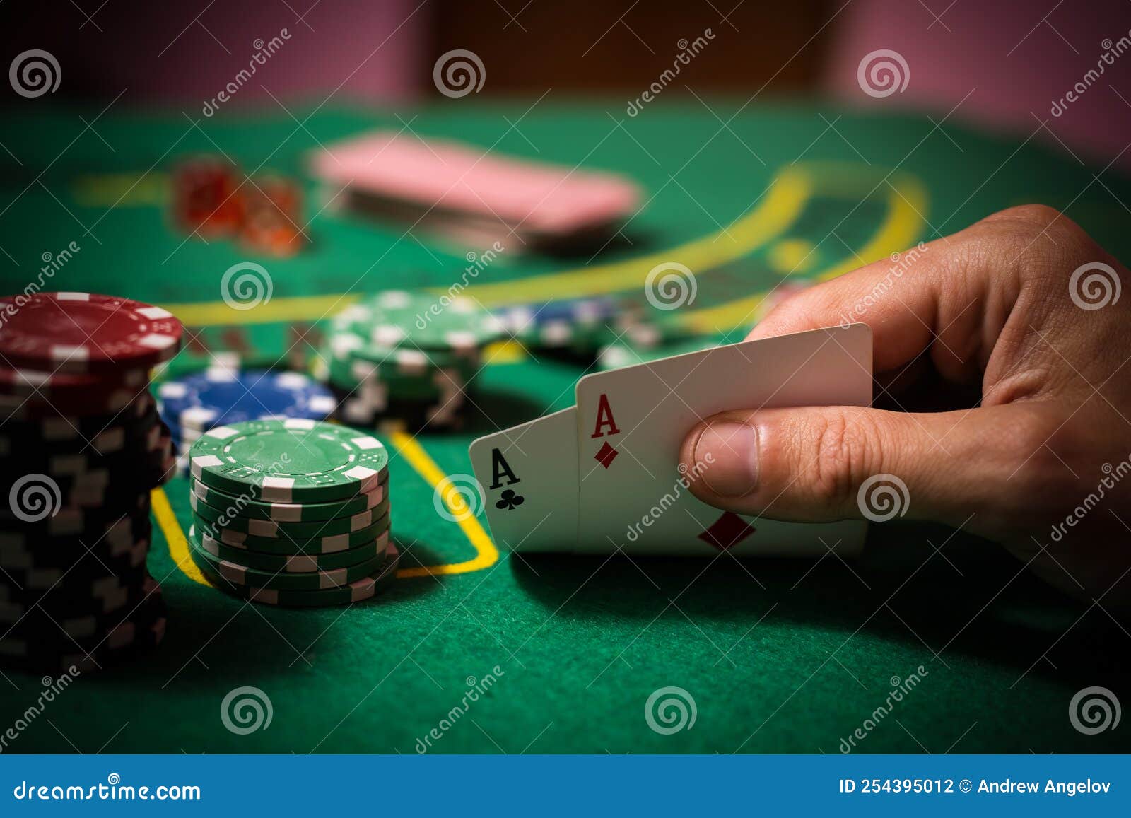 Happy Poker Player Winning and Holding Cards. Stock Photo - Image of ...