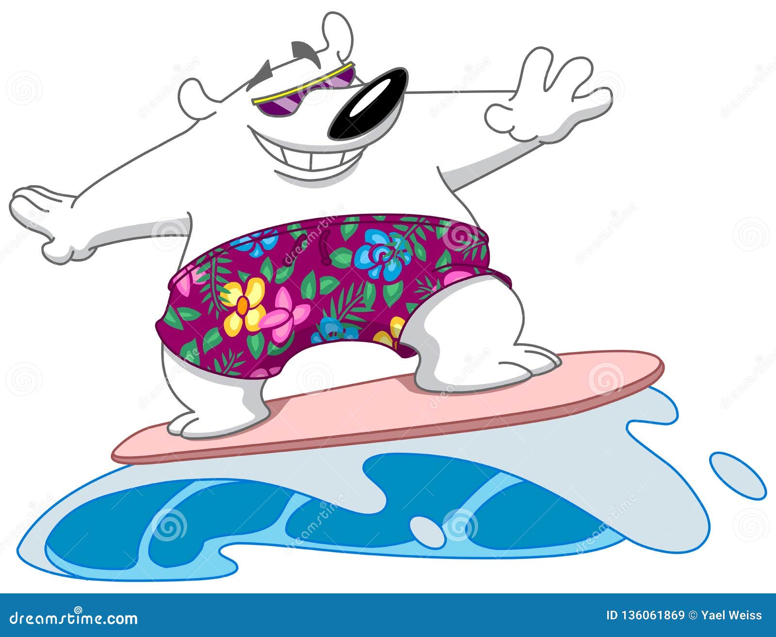 Surfing bear stock vector. Illustration of leisure, miami - 136061869