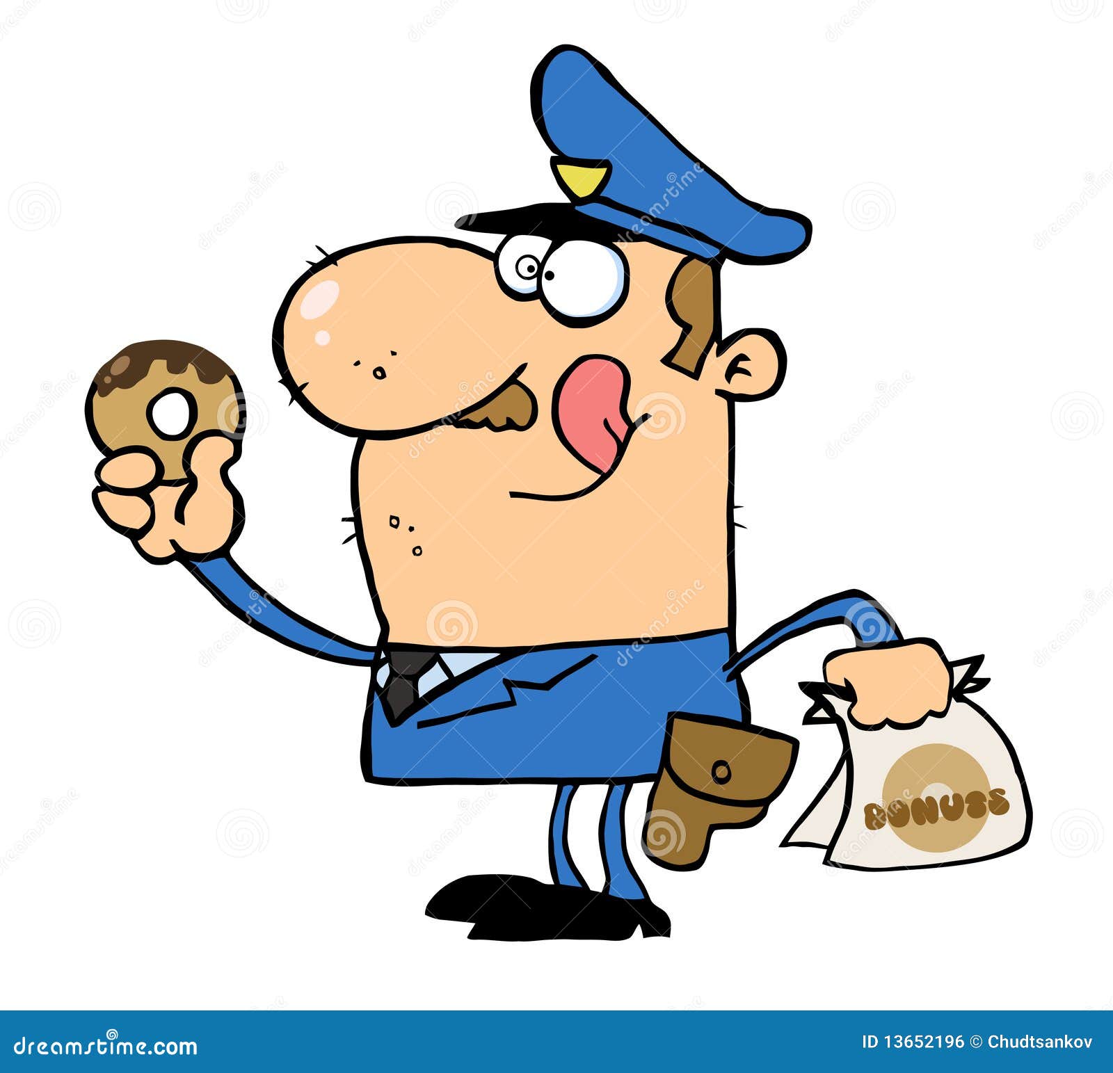 Happy Police Officer Eating Donut Stock Vector - Illustration of color ...