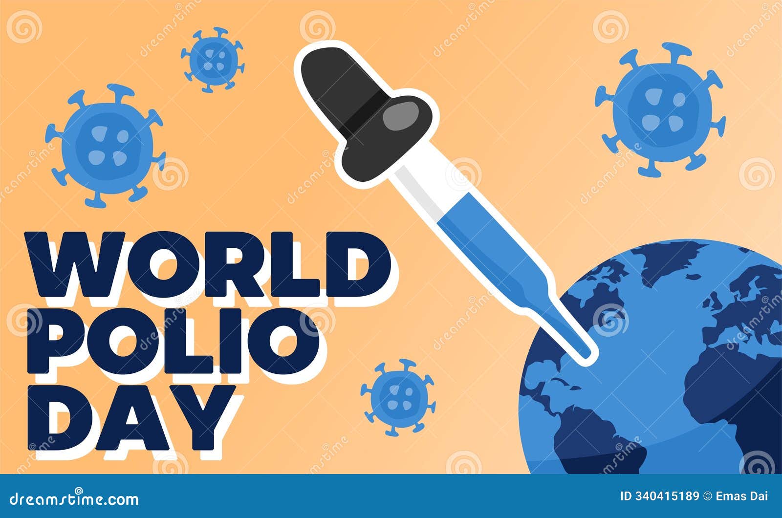 Happy Polio Day with Polio Vaccine Stock Illustration - Illustration of ...