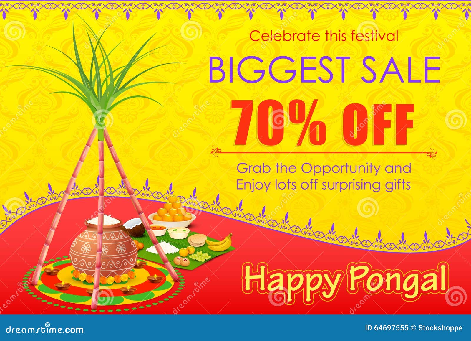 Happy Pongal Celebration Shopping Offer Stock Vector - Illustration of ...