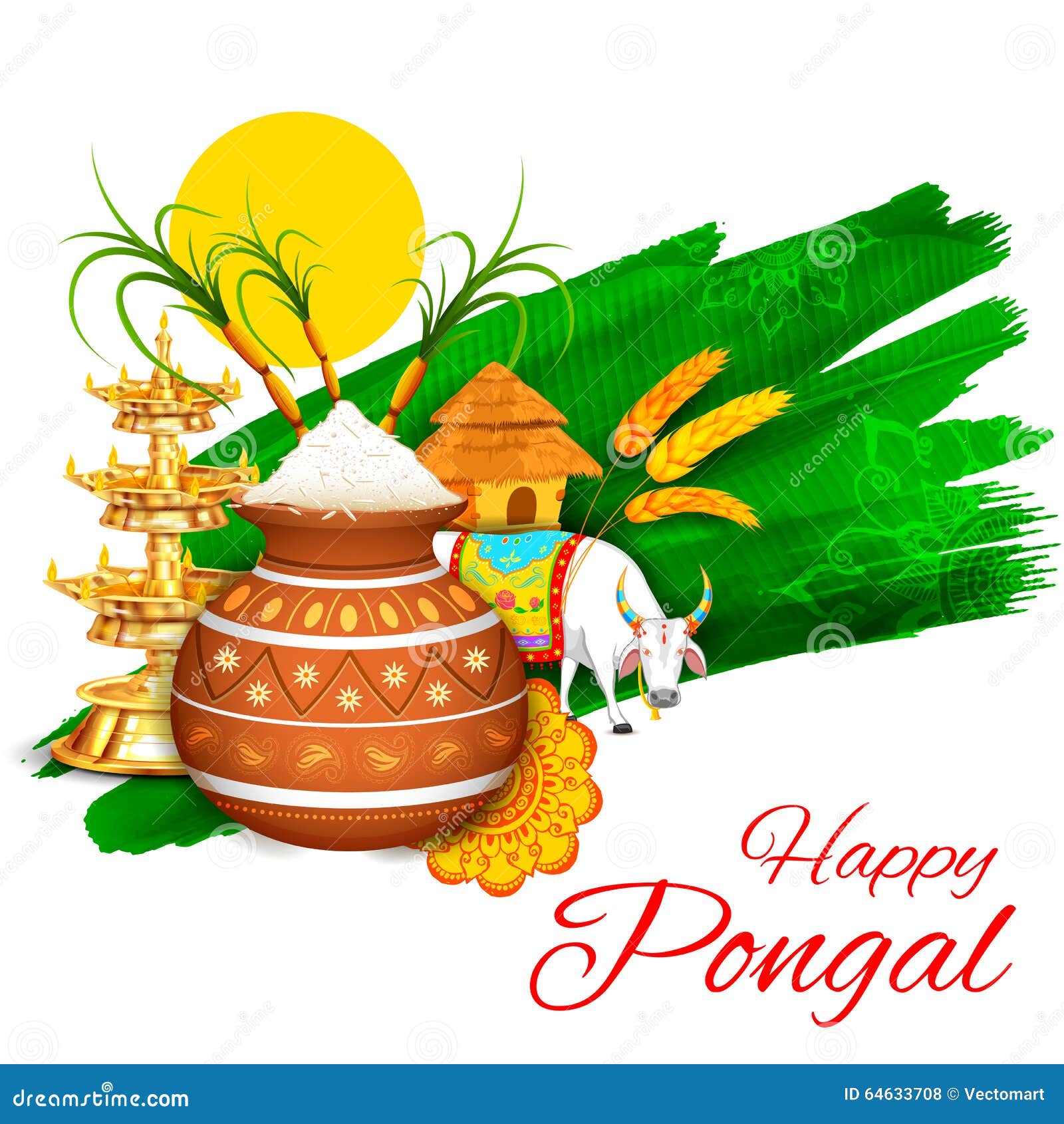 Happy Pongal Greeting Background Cartoon Vector | CartoonDealer.com ...