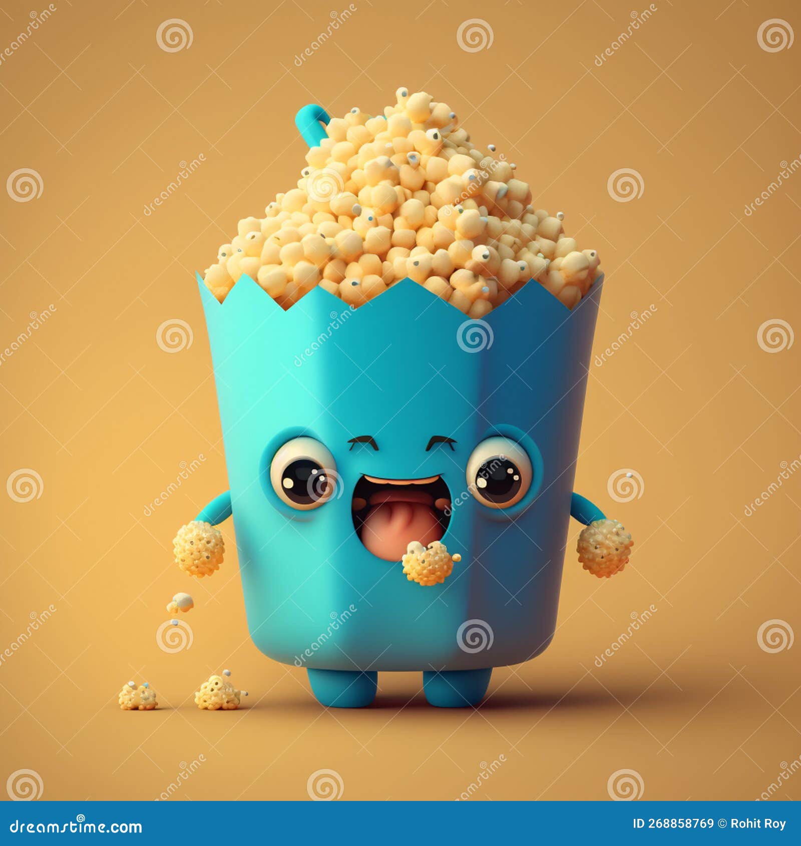 Happy Popcorn Character stock illustration. Illustration of cartoon ...