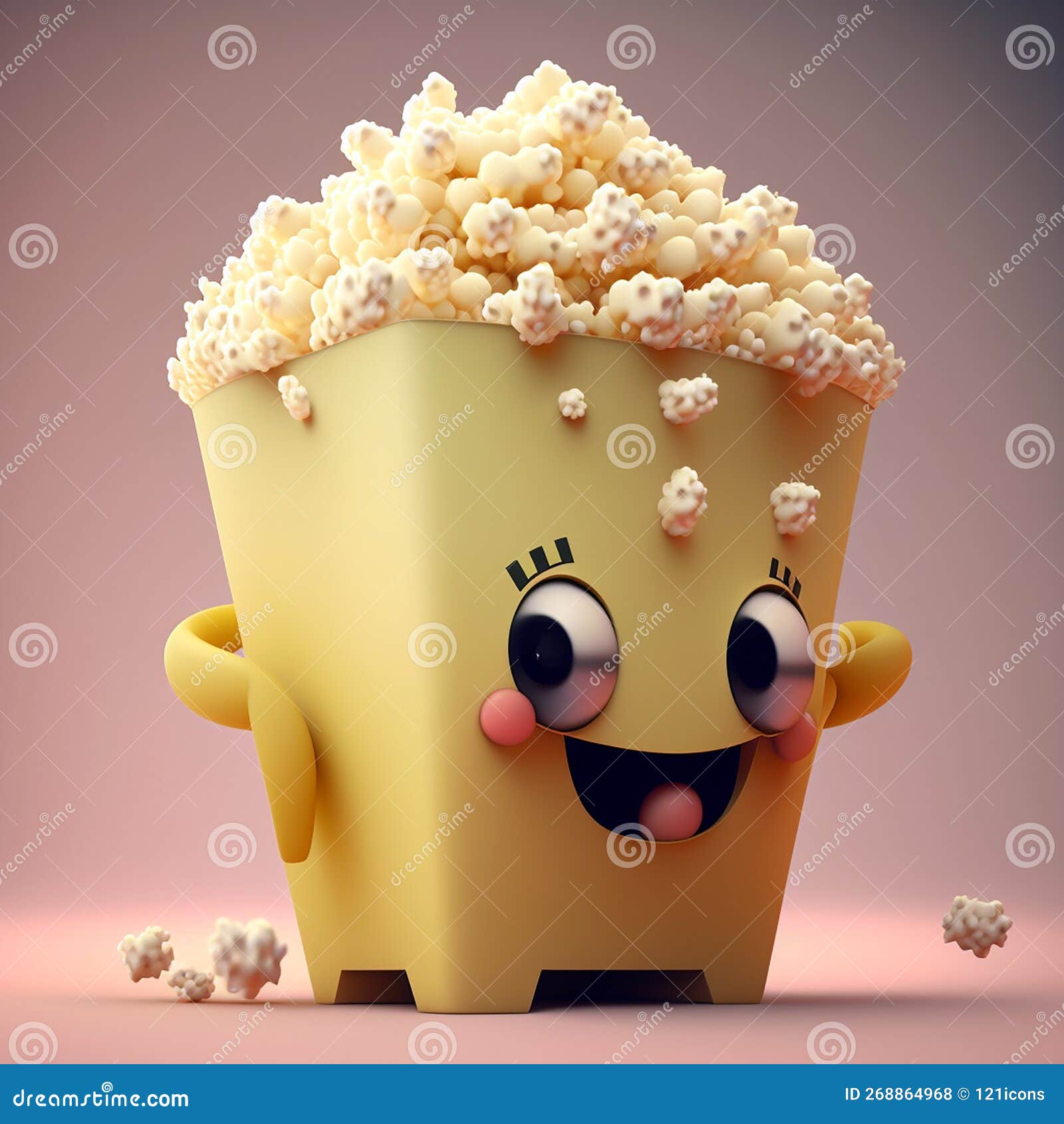Happy Popcorn Character Using Generative AI Stock Illustration ...