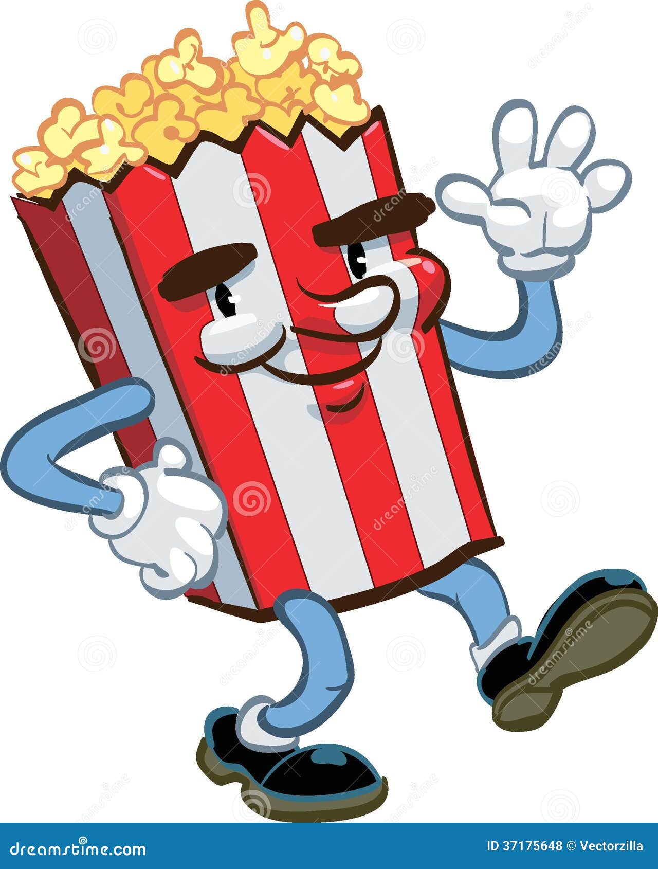 Happy Popcorn Waving and Smiling Stock Illustration - Illustration of ...