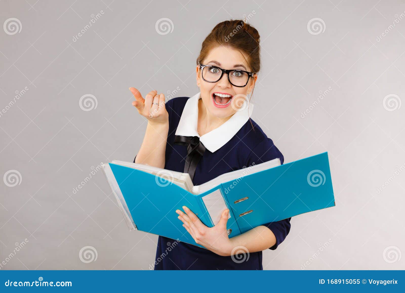 Happy Positive Business Woman Finding Solution Stock Image - Image of ...