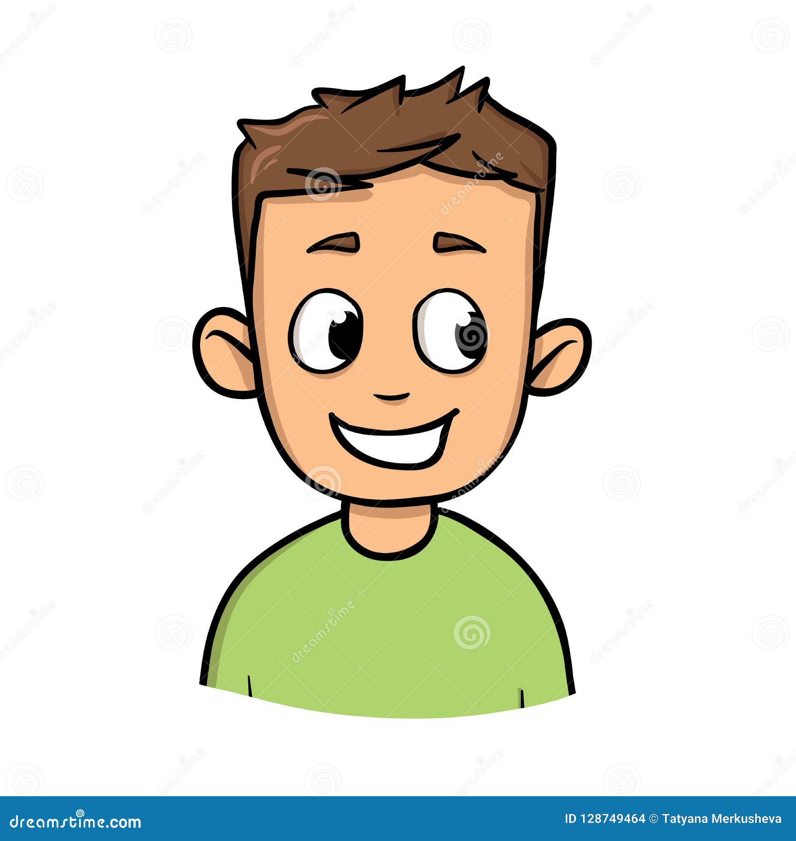 Happy Positive Young Guy. Flat Vector Illustration. Isolated on White ... Happy Positive Young Guy. Flat Vector Illustration. Isolated on White ...