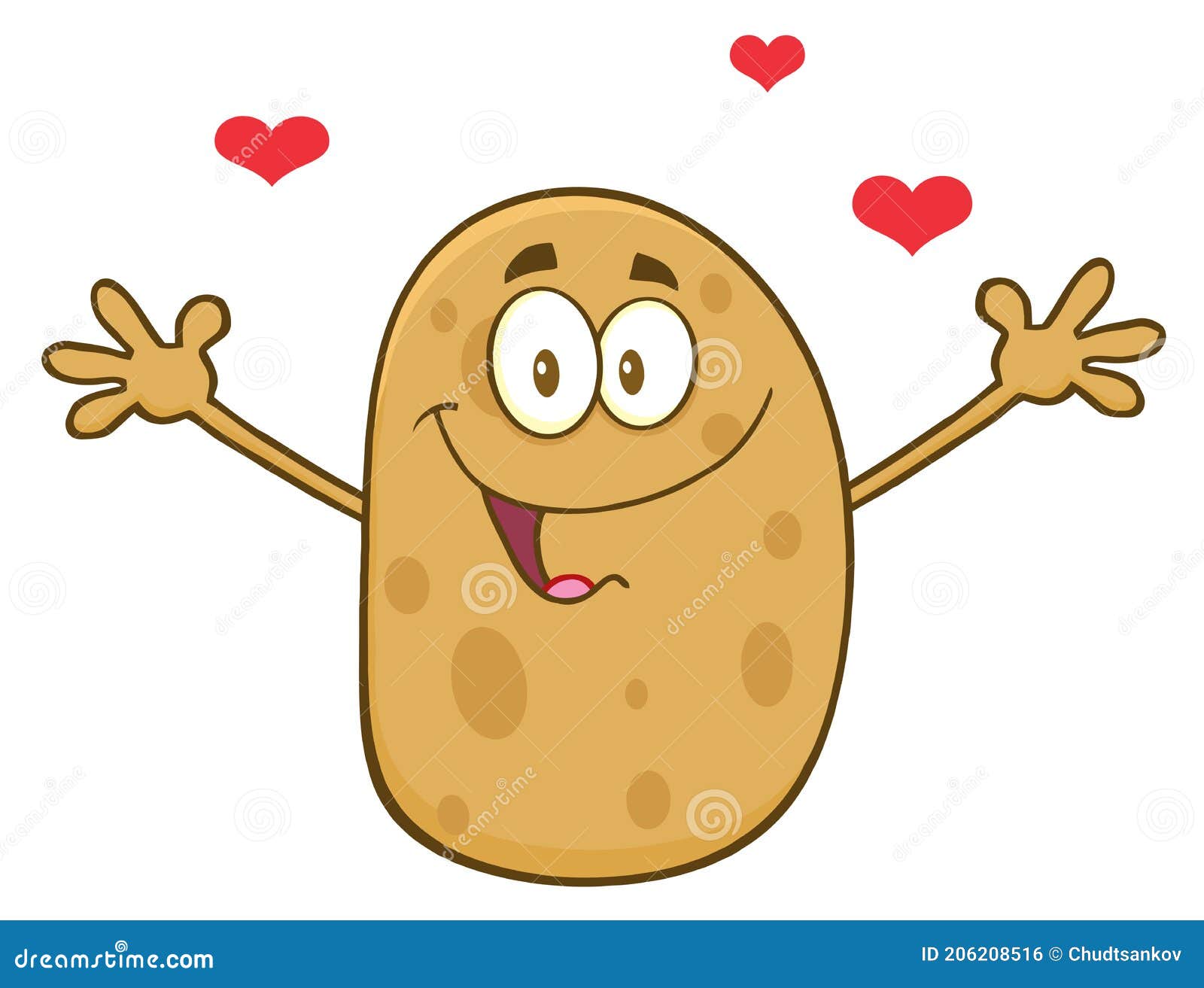 Happy Potato Cartoon Character with Hearts and Open Arms for a Hug ... Happy Potato Cartoon Character with Hearts and Open Arms for a Hug ...