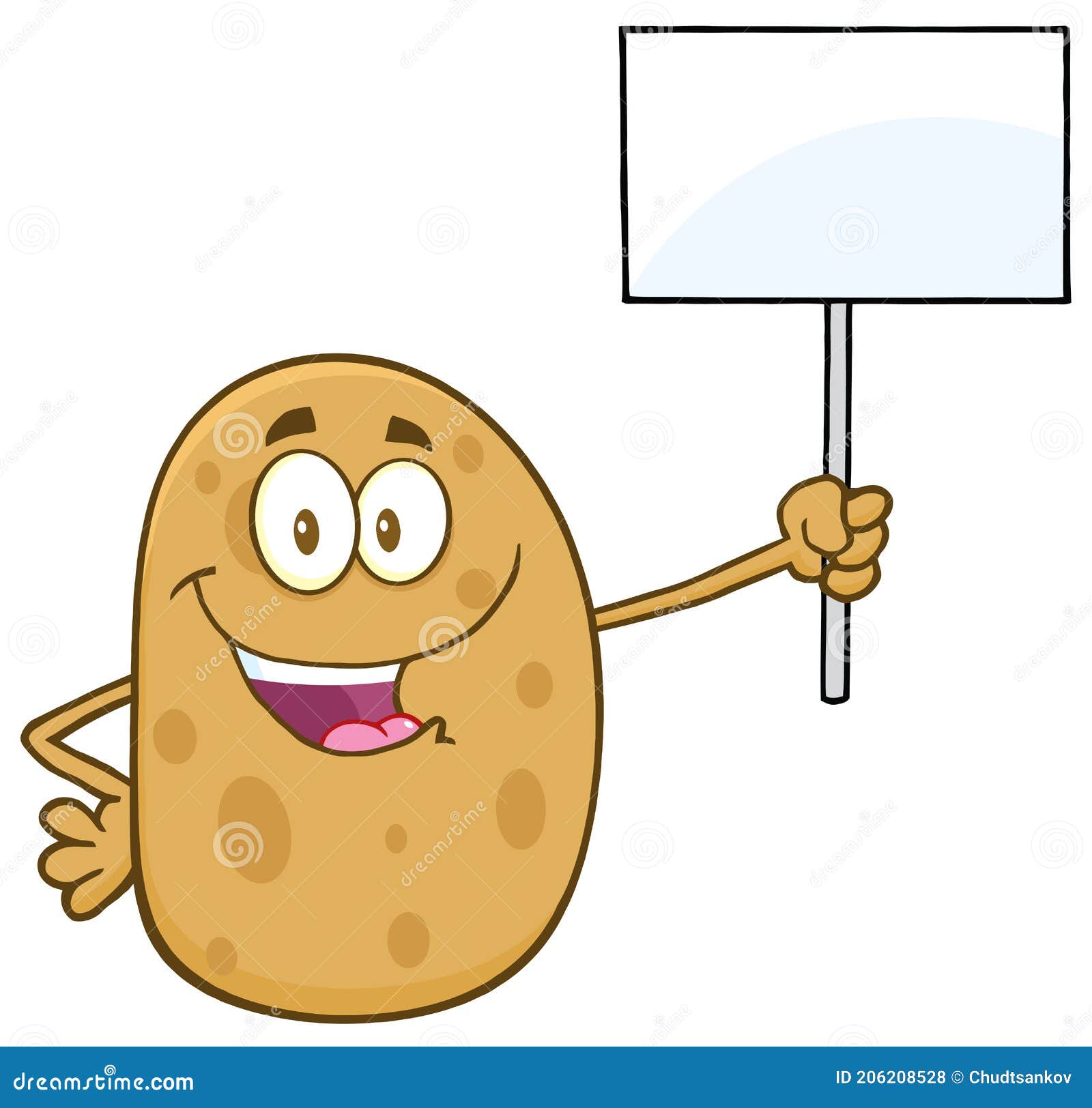 Happy Potato Cartoon Character Holding Up a Blank Sign Stock Vector ... Happy Potato Cartoon Character Holding Up a Blank Sign Stock Vector ...