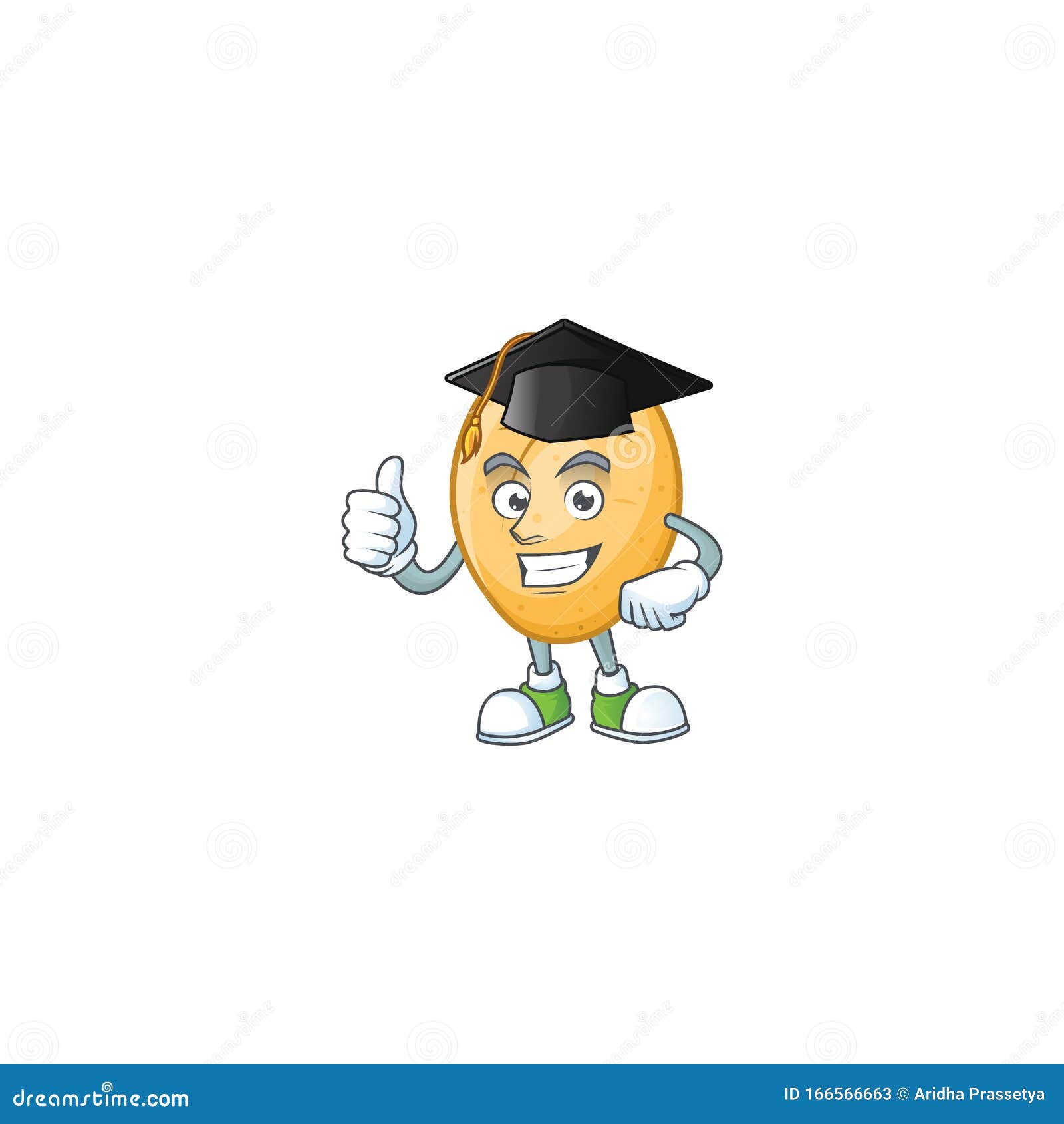 Happy Potato Wearing a Black Graduation Hat Stock Vector - Illustration ...