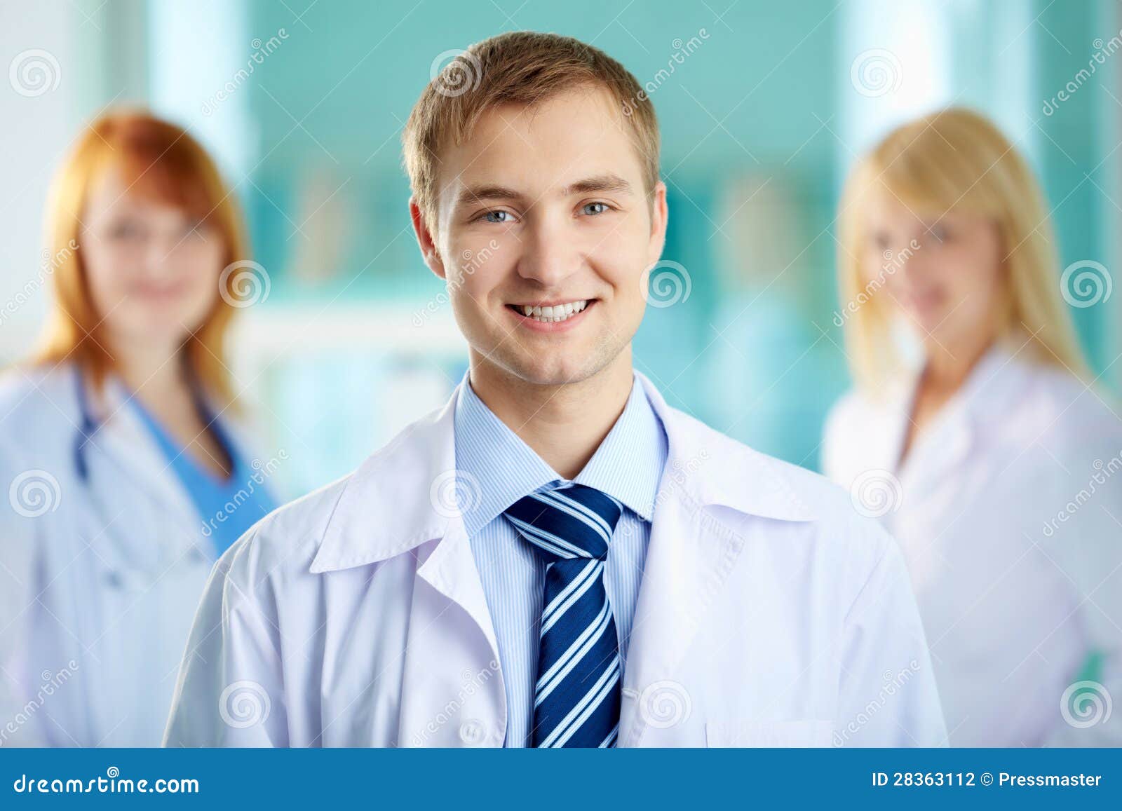 Happy practitioner stock photo. Image of coworker, blue - 28363112