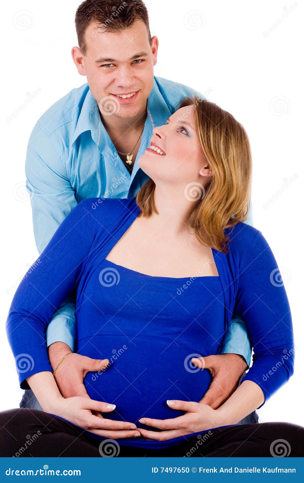 Happy pregnant couple stock photo. Image of hair, labor - 7497650