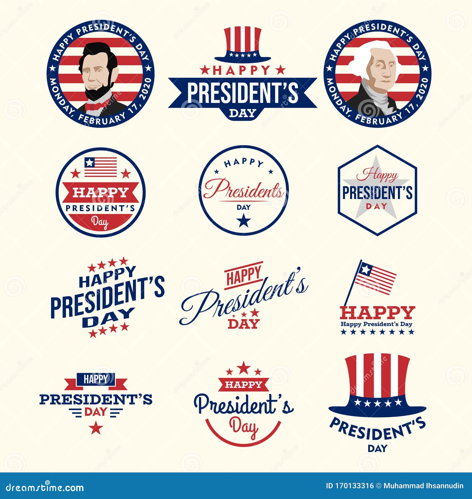 Happy President`s Badges, Sticker, Labels Design Stock Vector ...