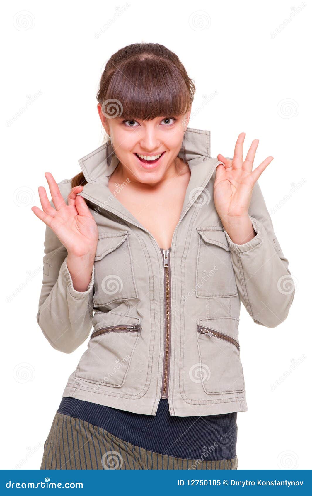 Happy pretty girl stock image. Image of jacket, hair - 12750105