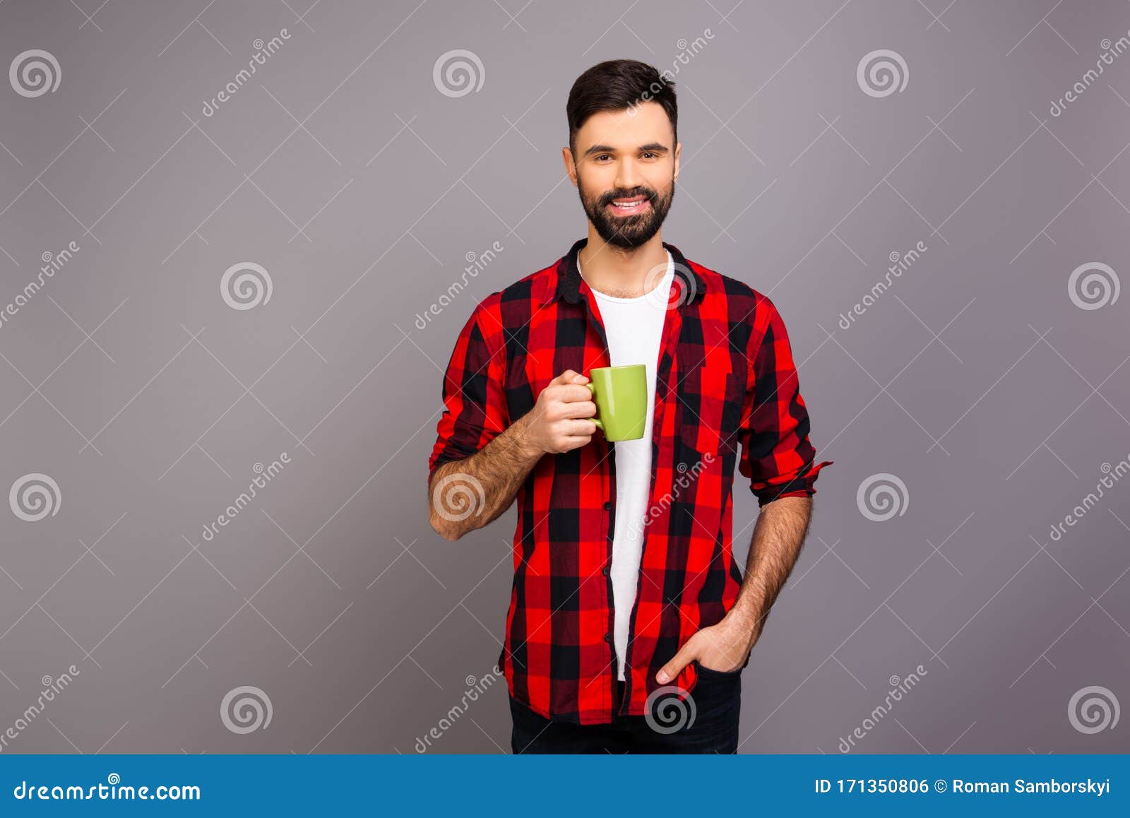Happy Pretty Man Holding Cup of Hot Tea Stock Photo - Image of male ...