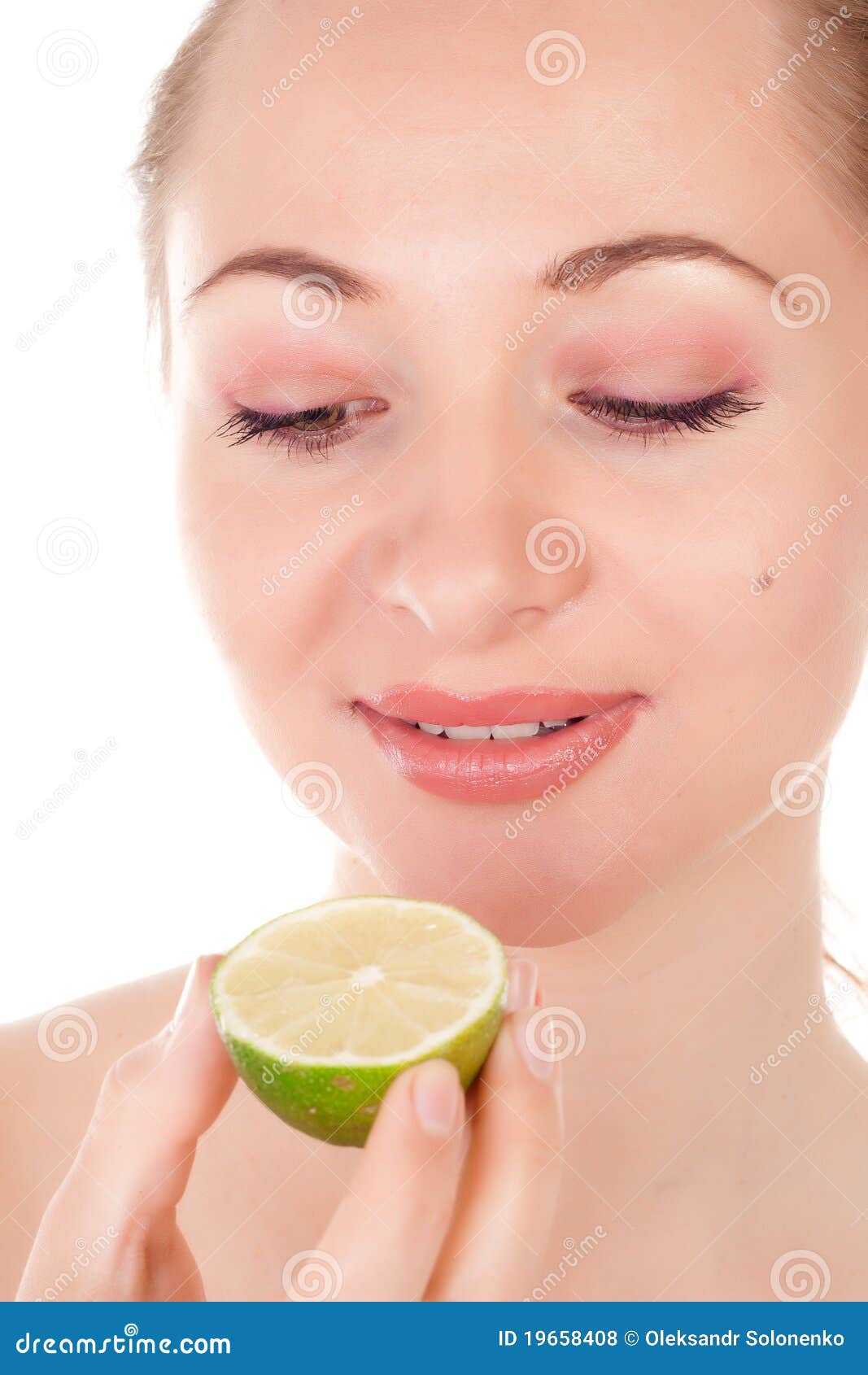 Happy Pretty Model Posing with Half of Lime Stock Photo - Image of ...