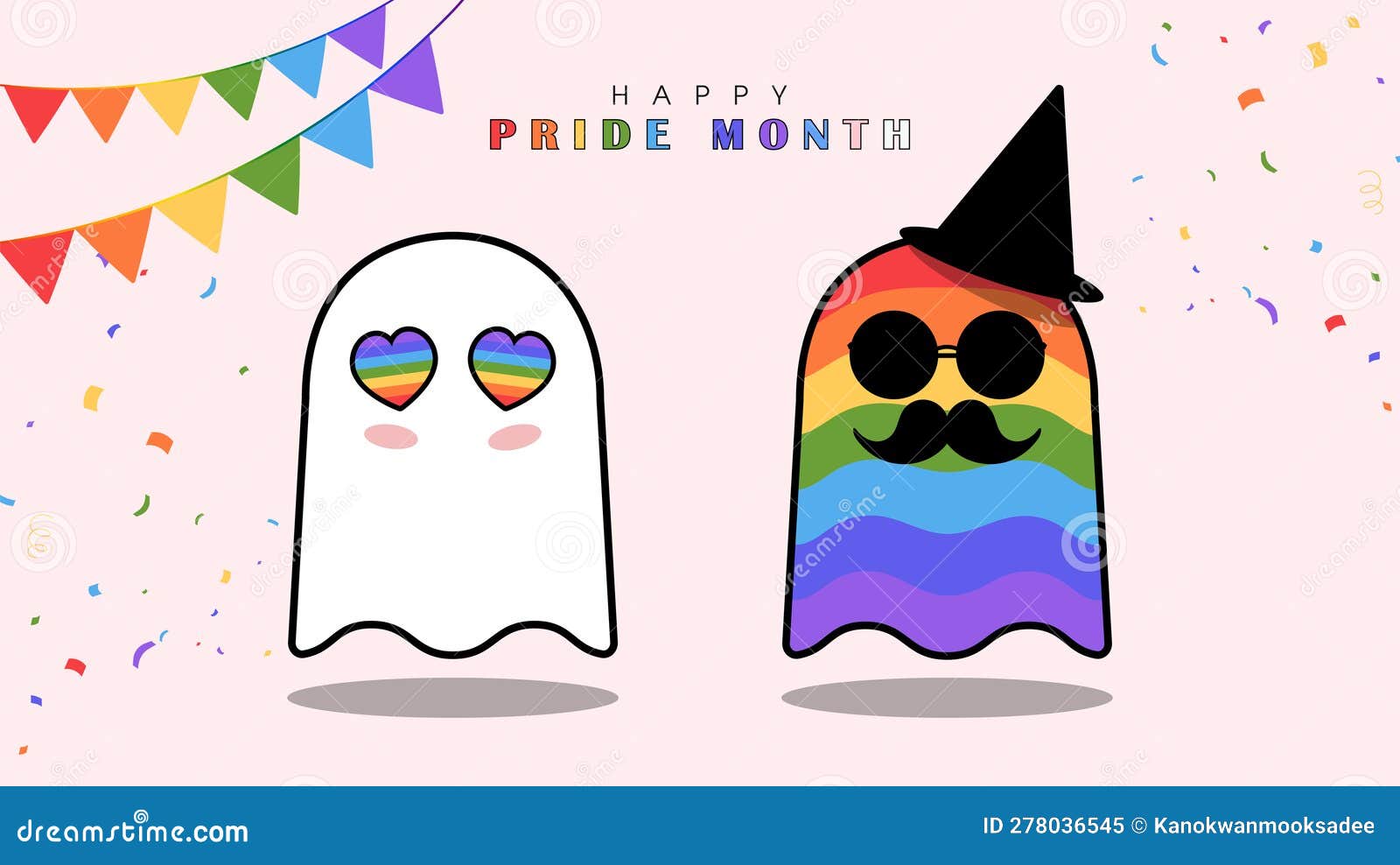 Happy Pride Month with Ghosts Vector in Halloween Concept. Stock Vector ...