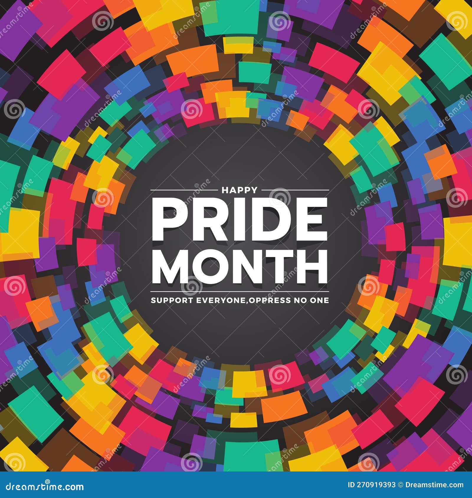 Happy Pride Month Text in Rainbow Color Square Curls into a Circle ...