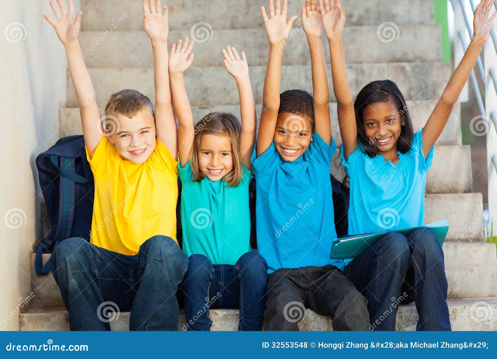 Happy primary students stock photo. Image of elementary - 32553548