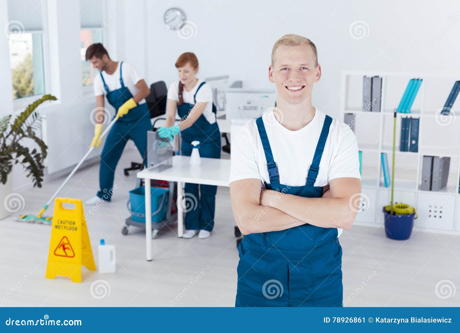 Happy professional cleaner stock image. Image of employment - 78926861