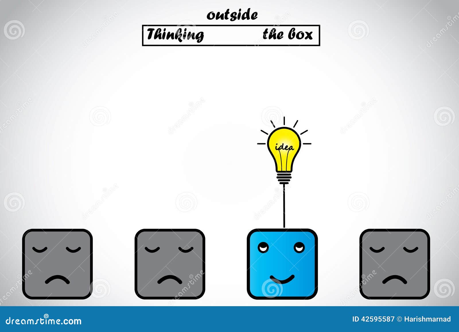 Happy Professional Thinking Outside the Box Gets Lightbulb Idea Stock ...