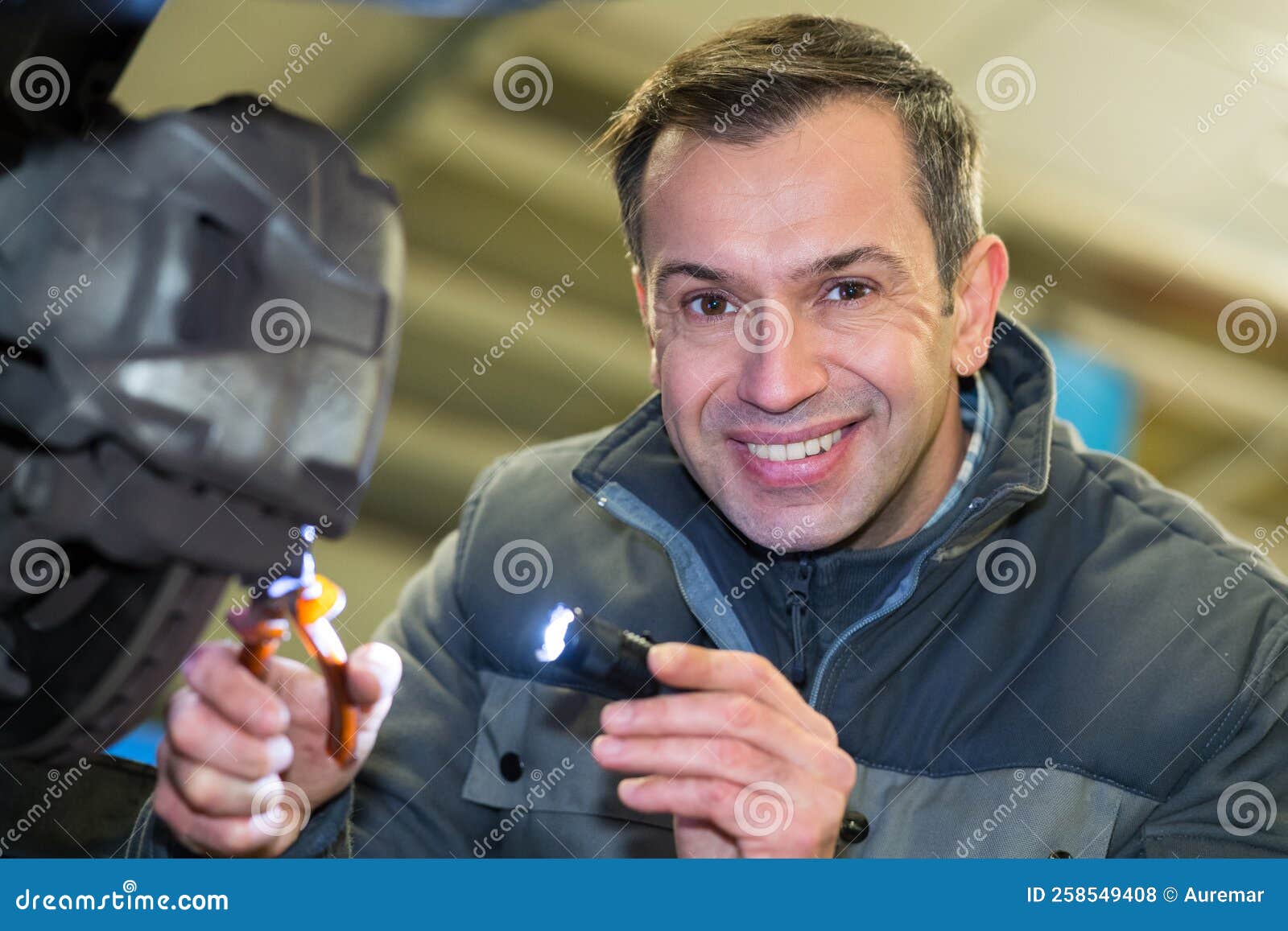 Happy Professional Workman at Workshop Stock Photo - Image of senior ...