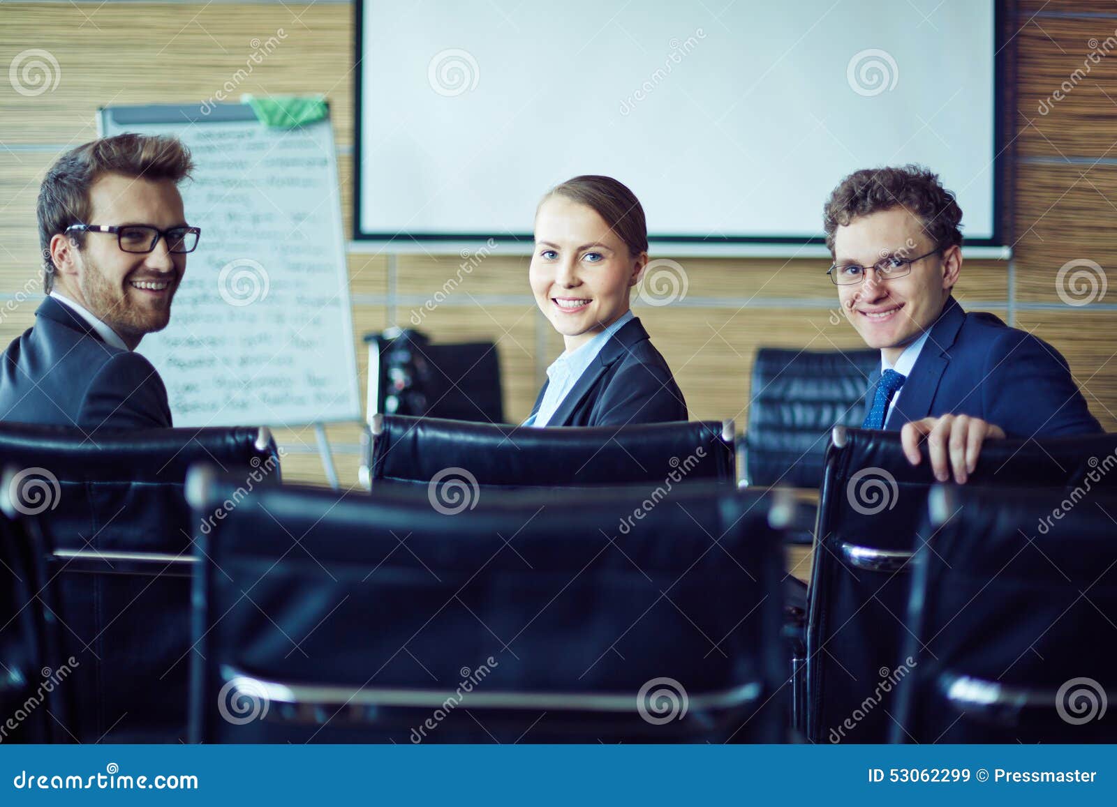 Happy professionals stock image. Image of meeting, smiling - 53062299